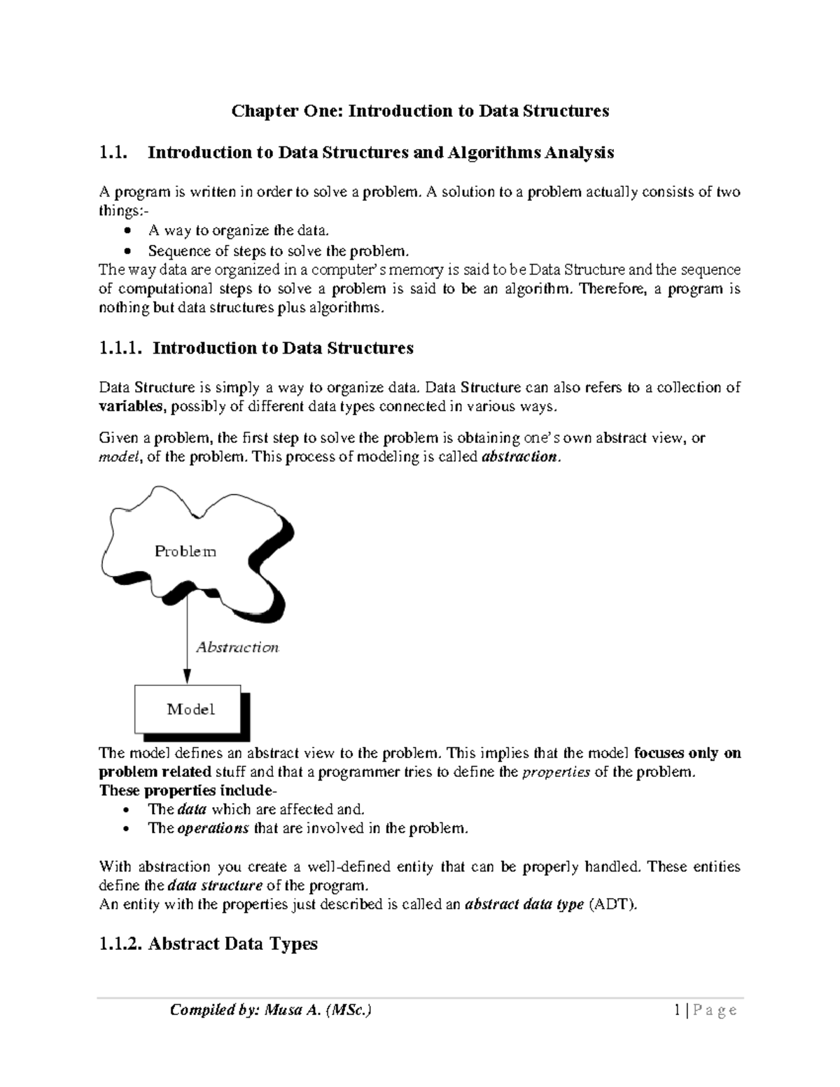 Chapter one and two - Chapter One: Introduction to Data Structures 1 ...