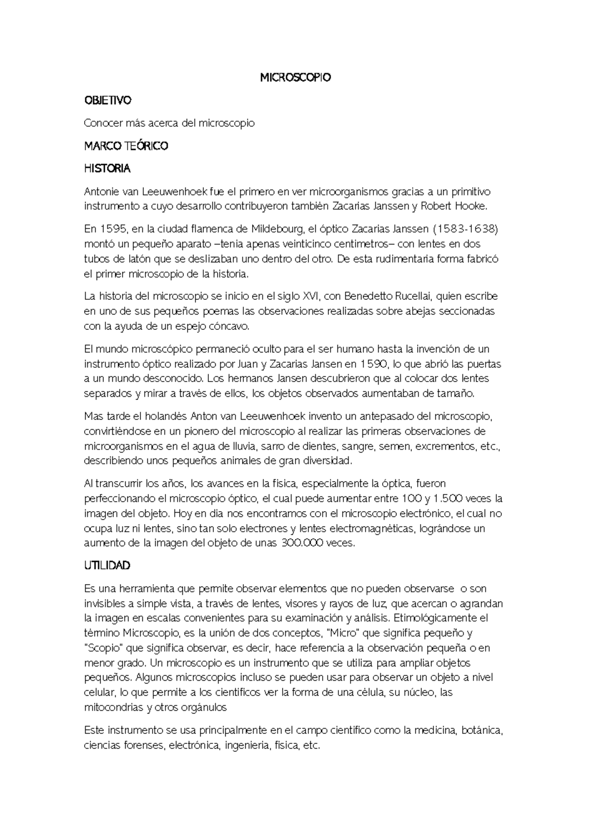 Microscopio - MICROSCOPIO OBJETIVO Conocer más acerca del microscopio ...