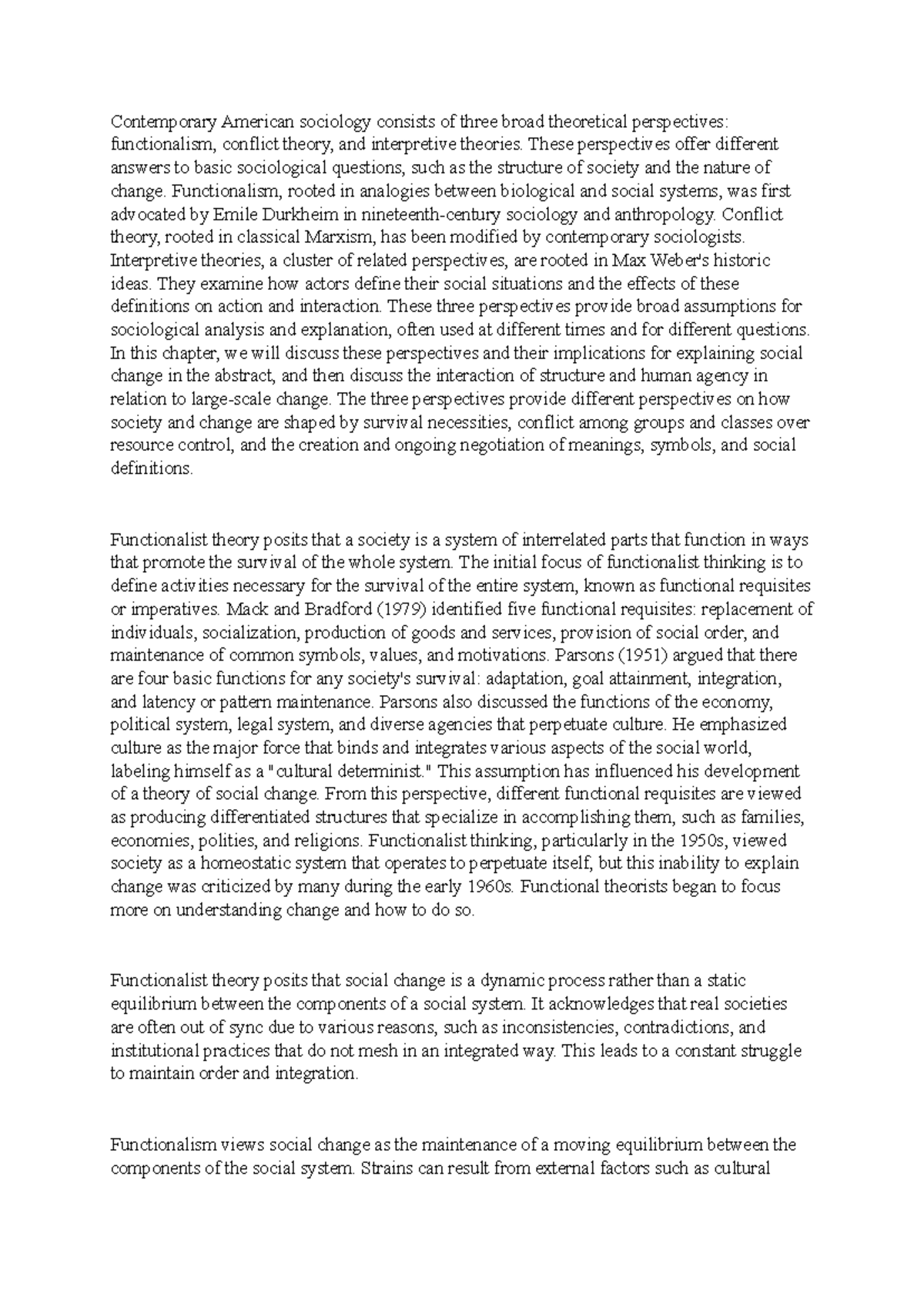 Week3-ch3 summary long - Contemporary American sociology consists of ...