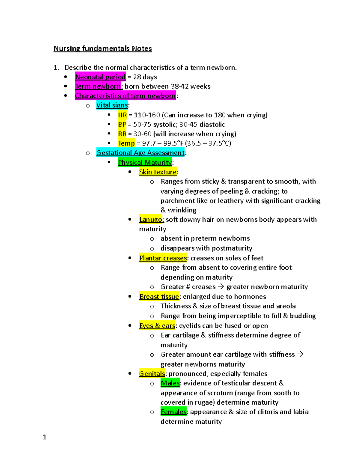Nursing fundamental notes - Nursing fundamentals Notes Describe the ...
