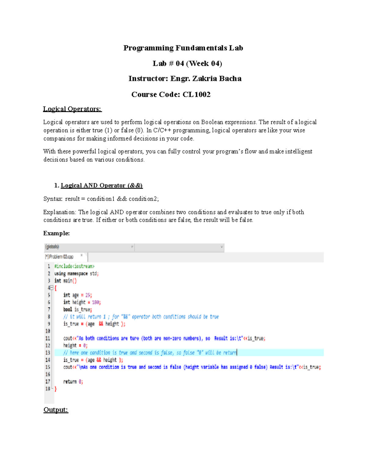 Week 04 Manual pdf - This is the practical material for week 4 - Programming Fundamentals Lab ...