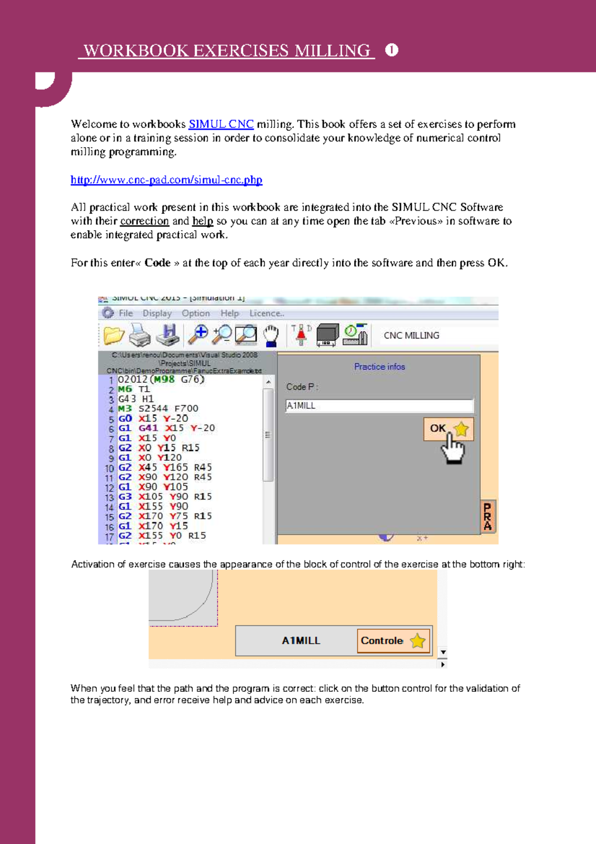 Workbook milling practice cnc - Welcome to workbooks SIMUL CNC milling ...