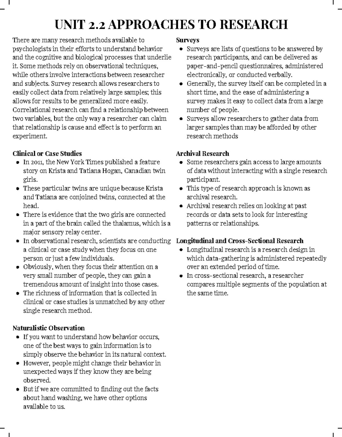 UNIT 2.2 Approaches TO Research - UNIT 2 APPROACHES TO RESEARCH In 2011 ...