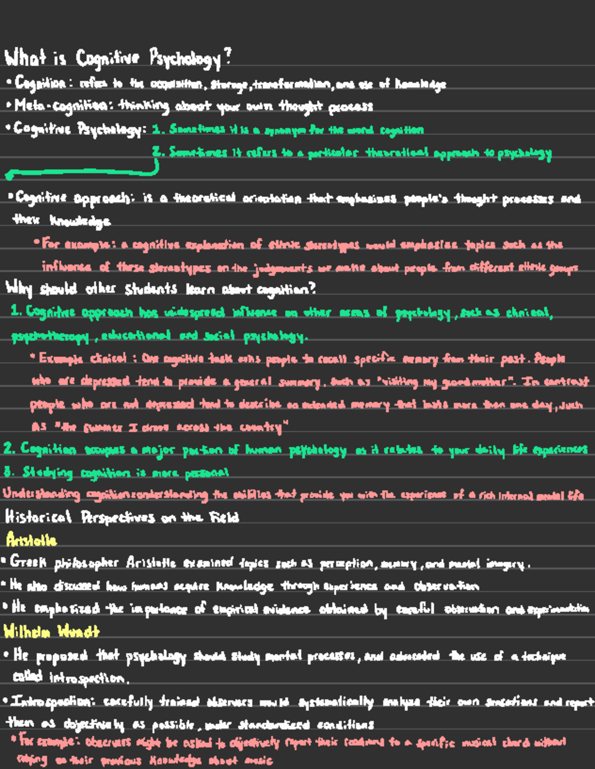 Unit 1 - unit 1 notes - What is Cognitive Psychology? · Cognition ...