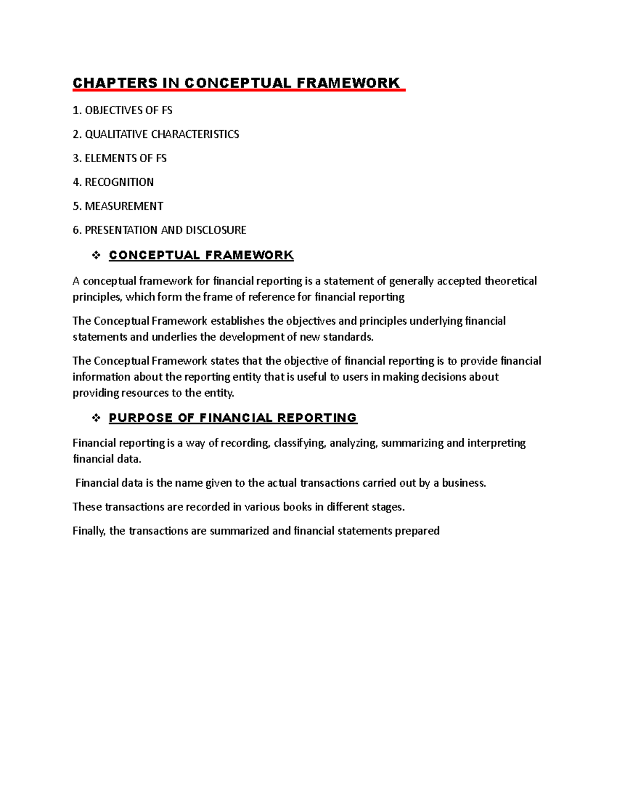 F7 - Financial Reporting - CHAPTERS IN CONCEPTUAL FRAMEWORK 1 ...
