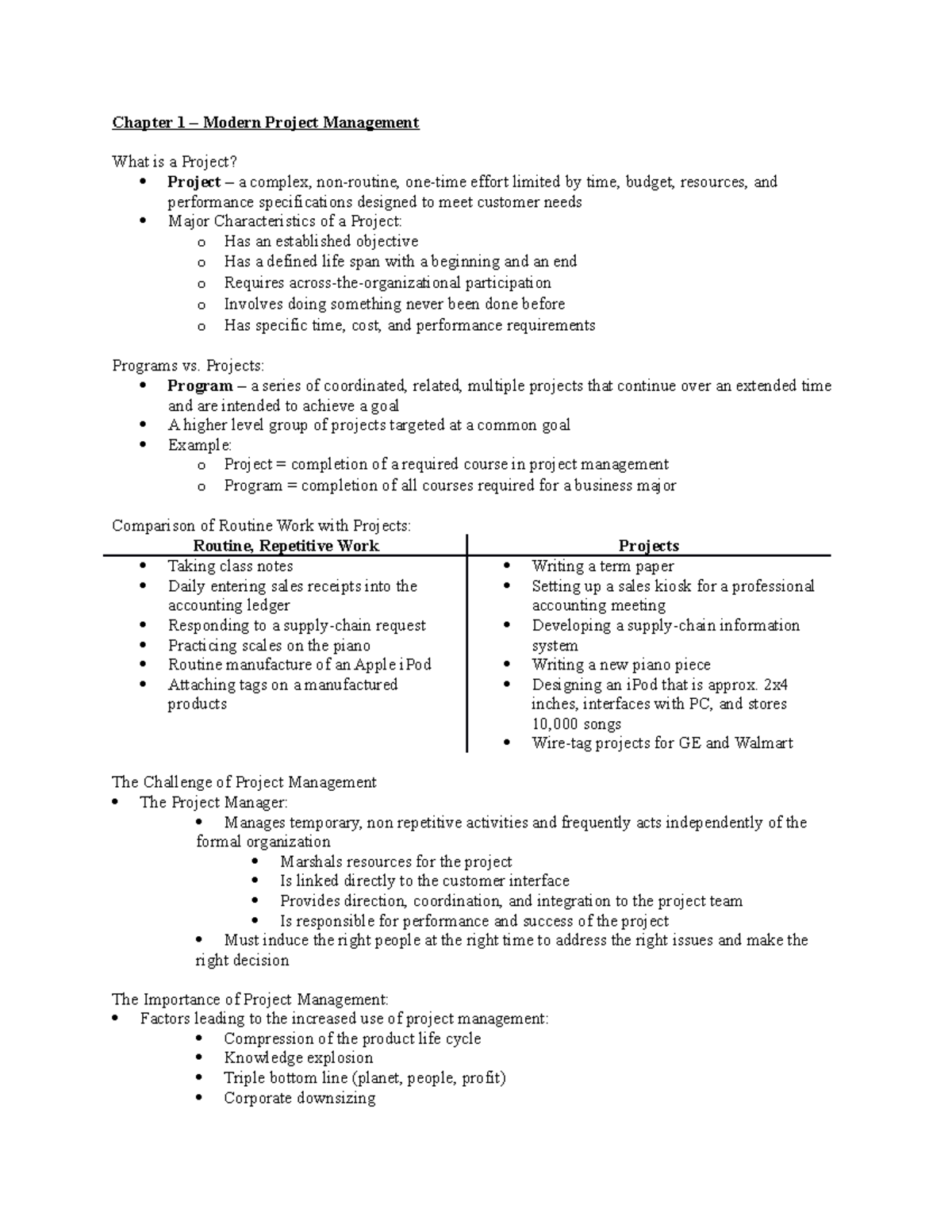 Chapter 1 – Modern Project Management - Chapter 1 – Modern Project ...