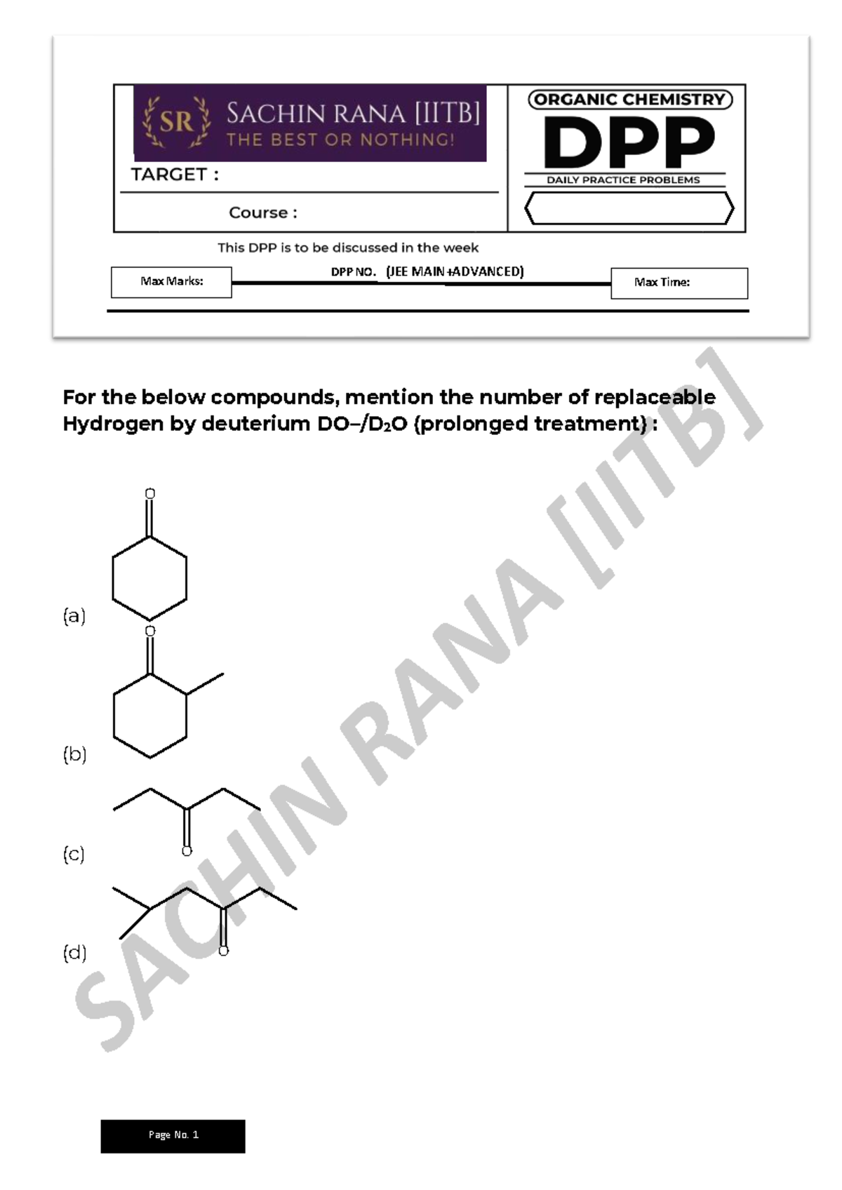 DPP 32, 33 (GOC) - JWKWD - DPP NO. (JEE MAIN+ADVANCED) Max Marks: Max Time: For the below ...