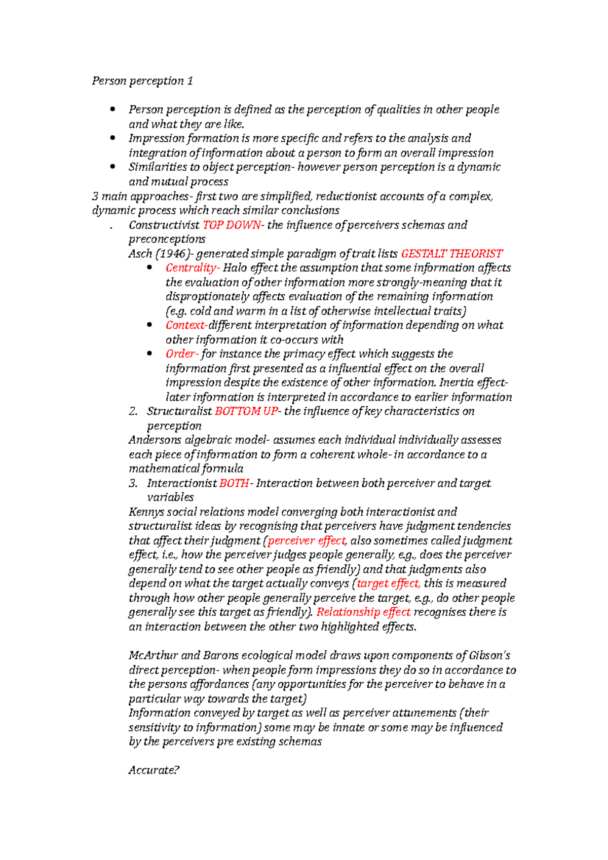 Person perception 1 revision - Person perception 1 Person perception is ...