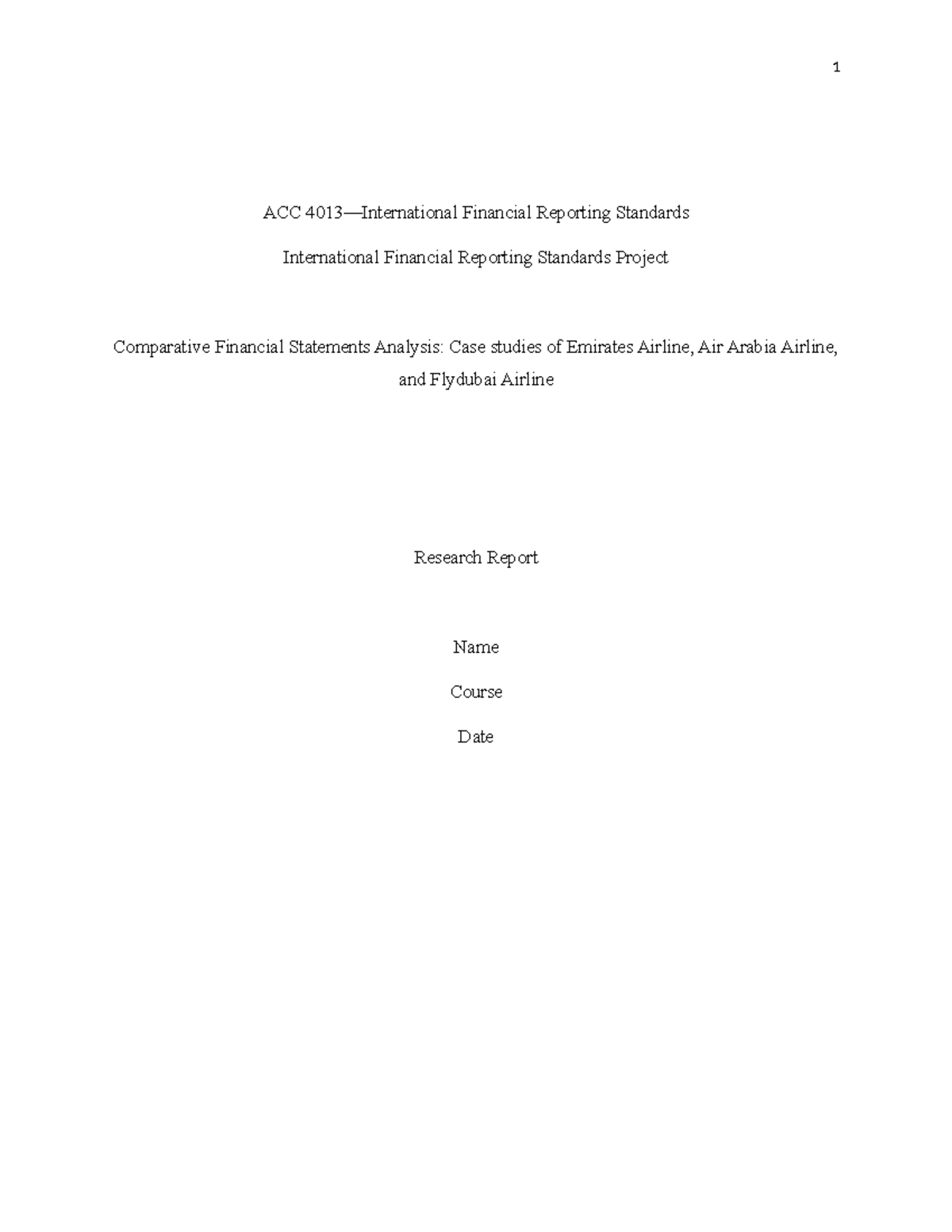 001 Final COPY Comparative Financial Statements Analysis - ACC 4013 ...