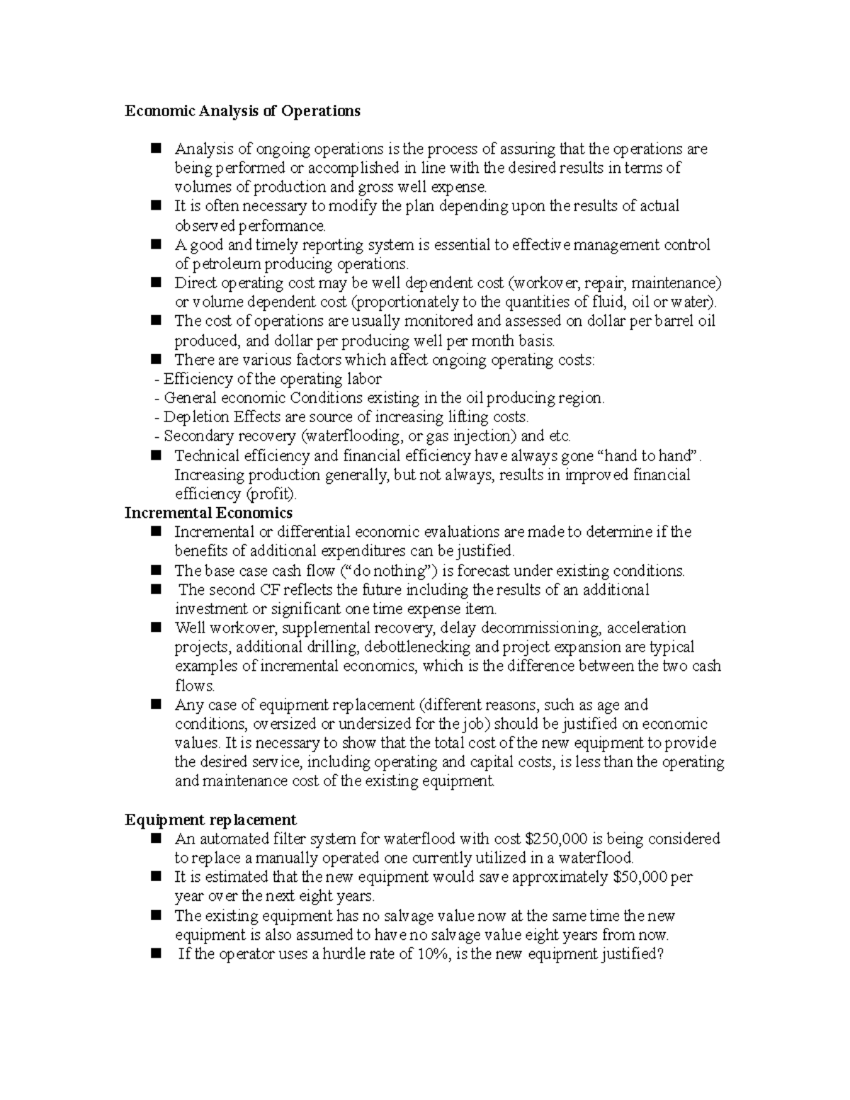 Economic Analysis of Operations St 2022 - Economic Analysis of ...