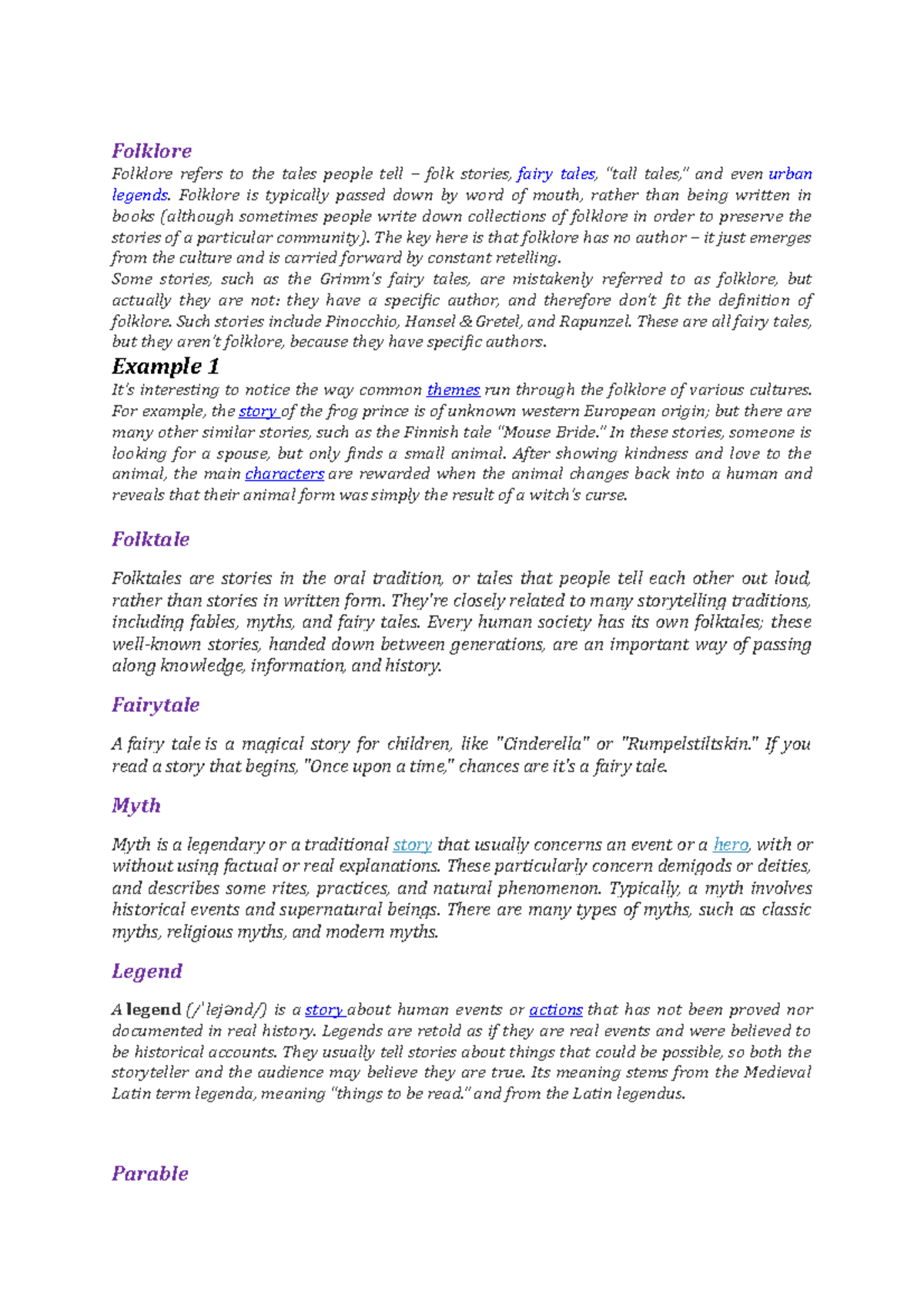 Assignment IN English Folklore - Folklore Folklore refers to the tales ...