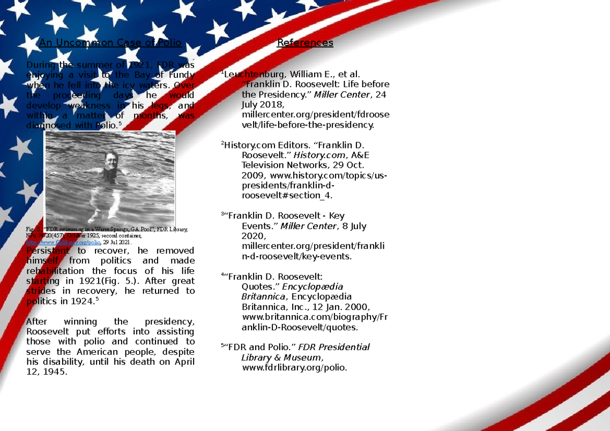 Brochure example 3 FDR - An Uncommon Case of Polio During the summer of ...