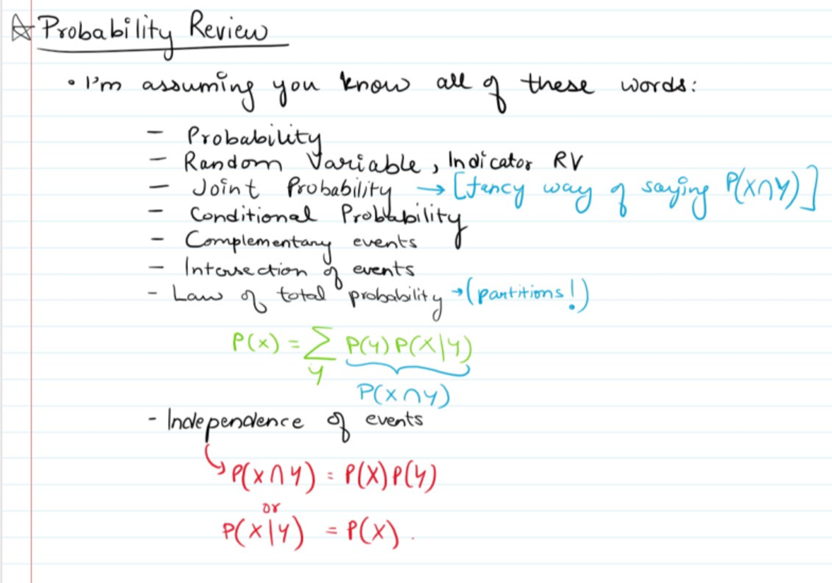 Fundamental of Probability - Probability Review assuming you know all ...
