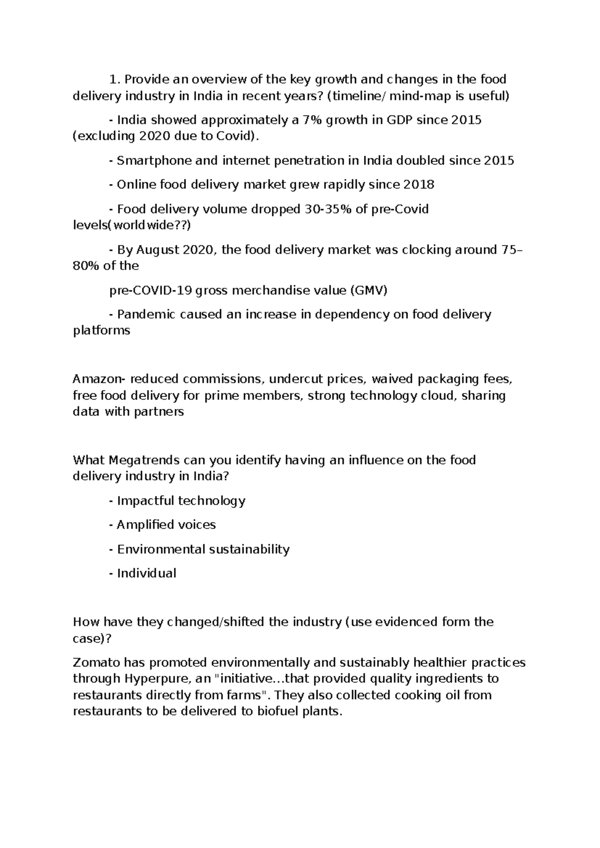 Zomato Case Study - Provide an overview of the key growth and changes ...