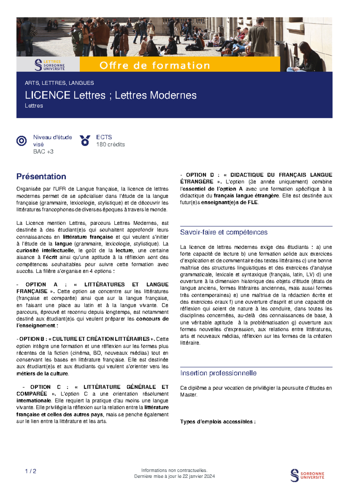 Licence Lettres Lettres Modernes - ARTS, LETTRES, LANGUES LICENCE Lettres ; Lettres Modernes ...