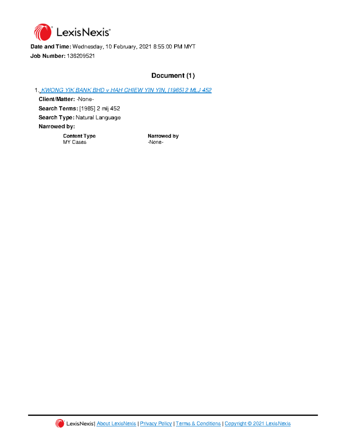 KWONG YIK BANK BHD v HAH CHIEW YIN YIN [1985] 2 MLJ 452 - | About ...