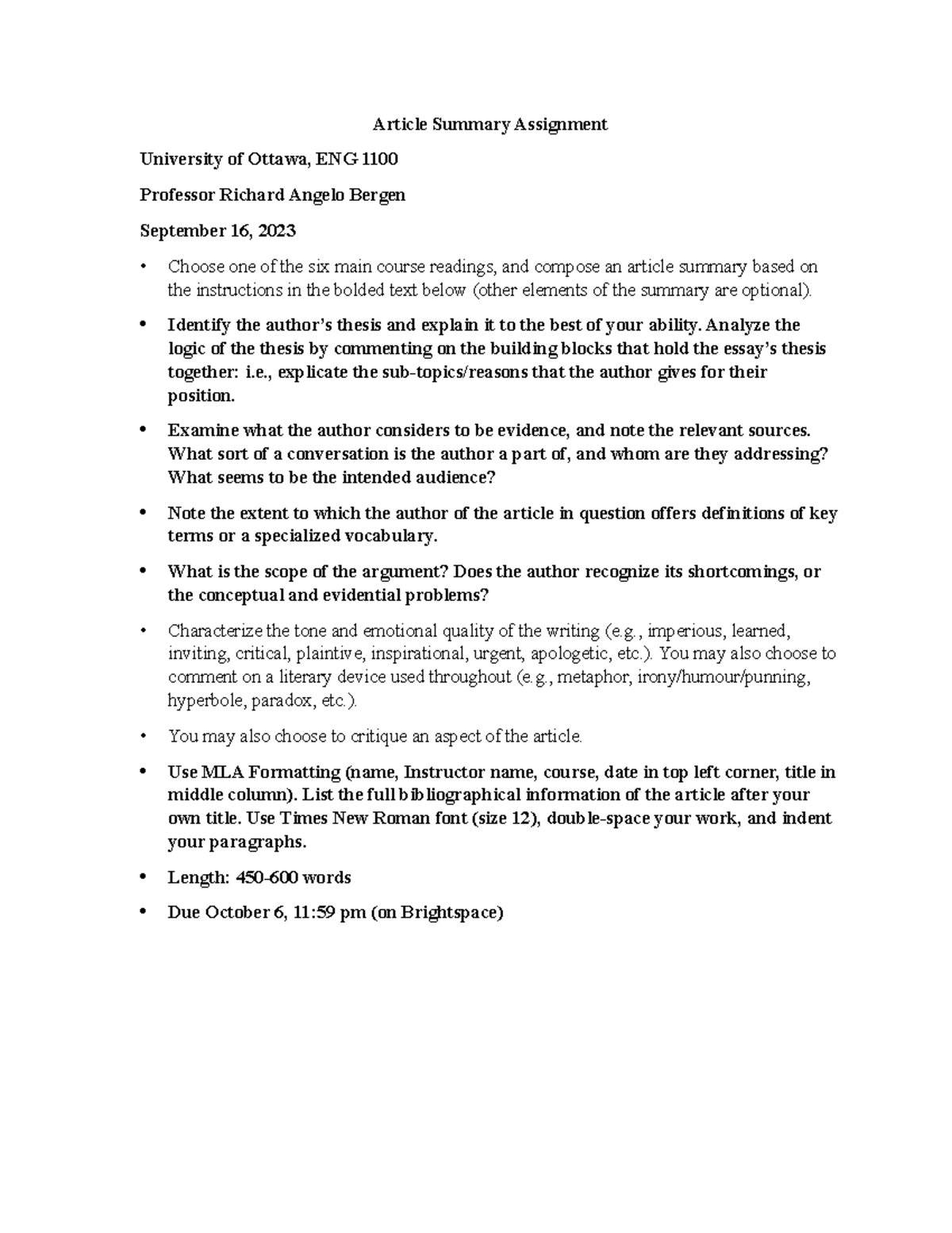 Article Summary - research analysis - Article Summary Assignment ...