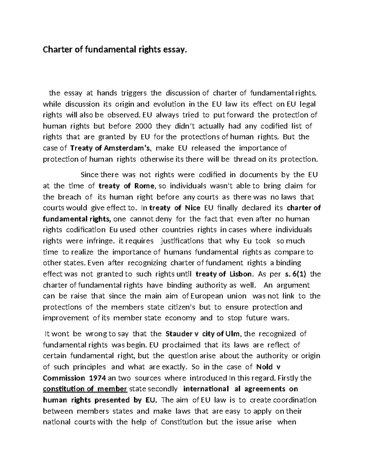 Charter of fundamental rights essay - the essay at hands triggers the ...