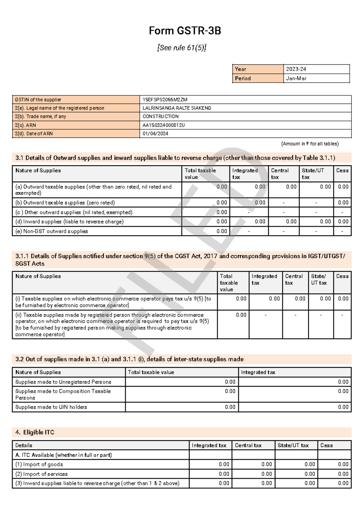 GSTR3B 15 Efsps 2066M2ZM 032024 - Form GSTR-3B [See rule 61(5)] Year ...