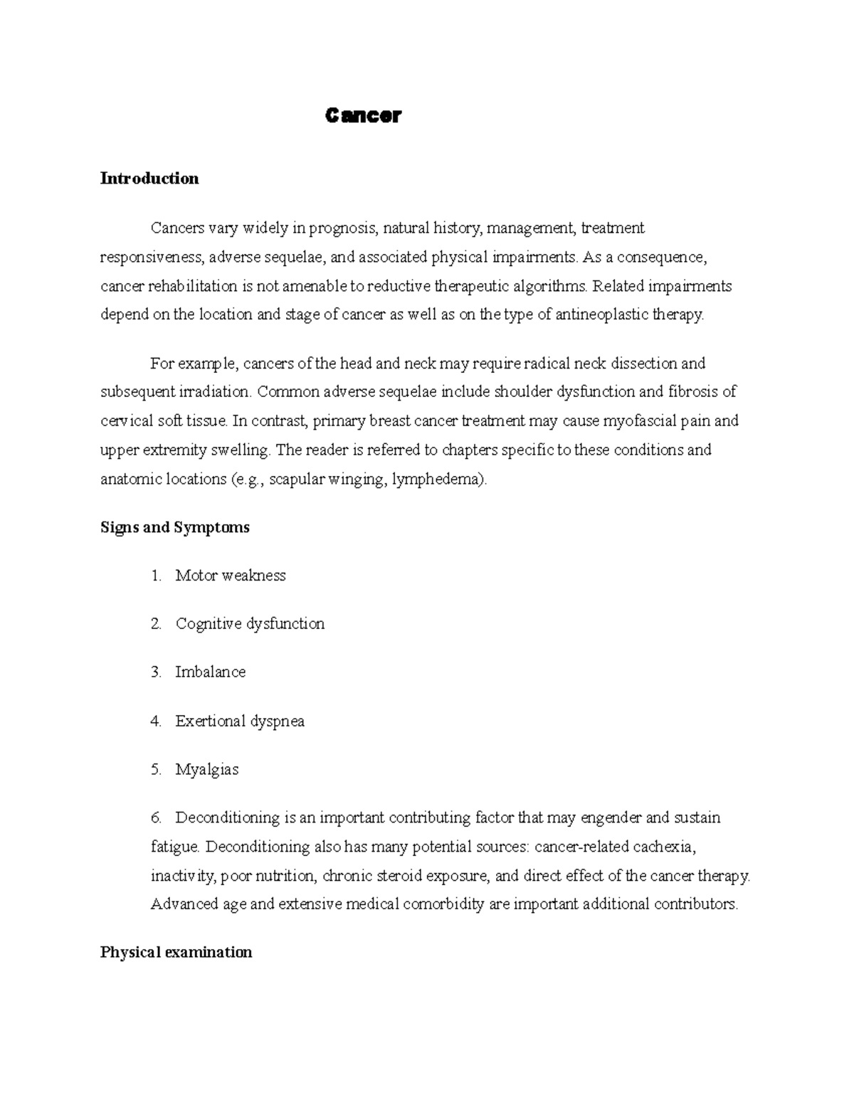 Chapter 4 Cancer - Lecture notes 4-5 - Cancer Introduction Cancers vary ...
