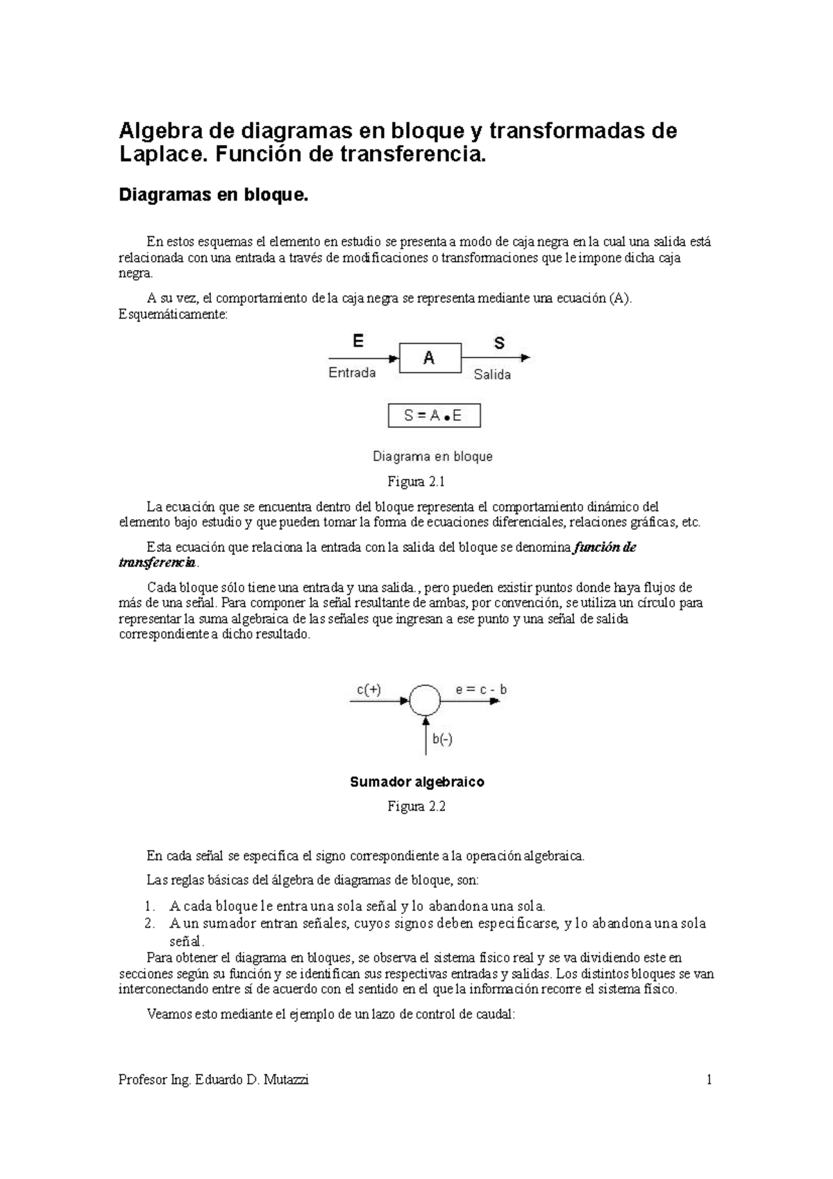 2 Laplace Algebra De Diagramas En Bloque Y Transformadas De Laplace 