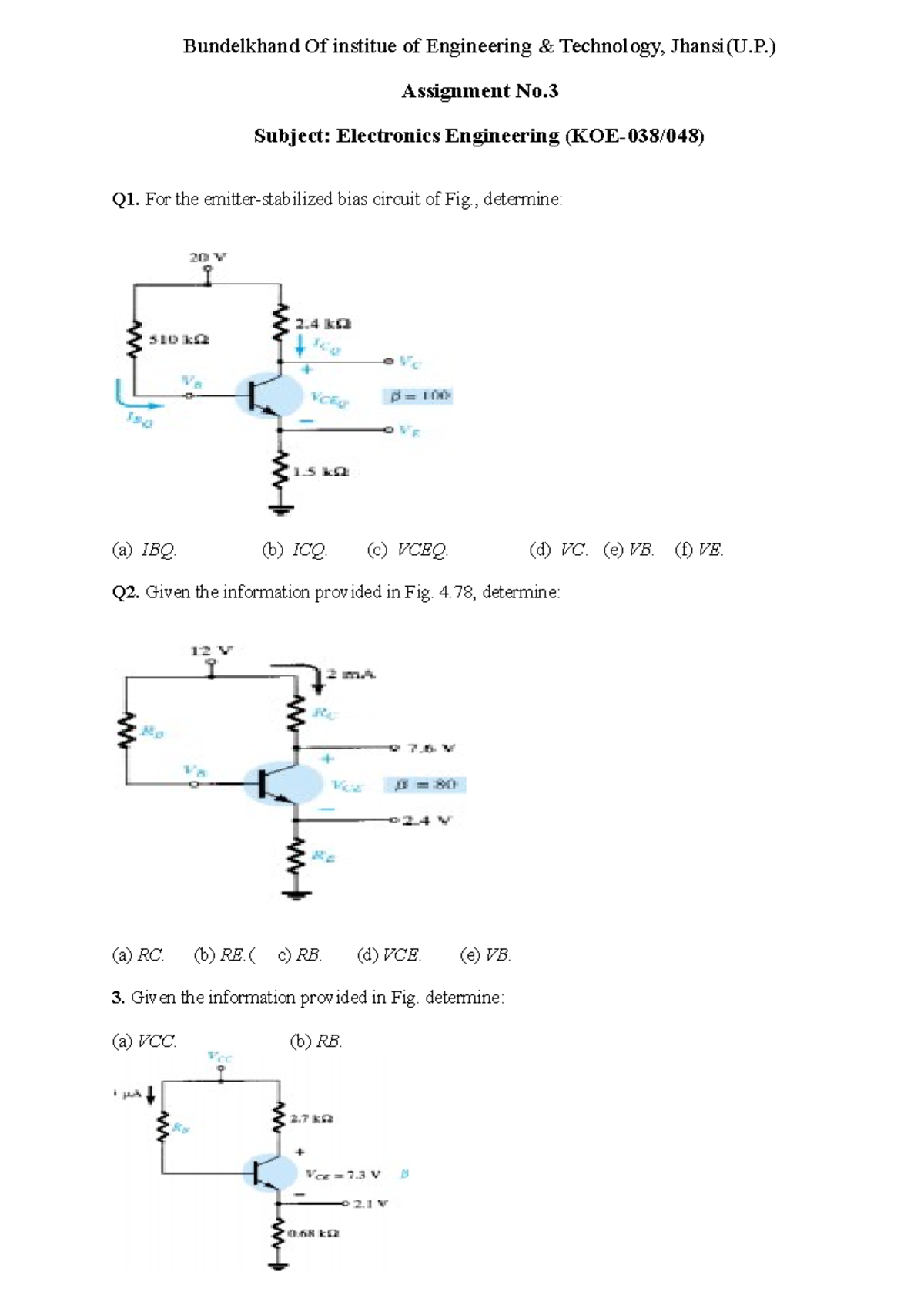 Assignment sheet KOE048 - Bundelkhand Of institue of Engineering ...