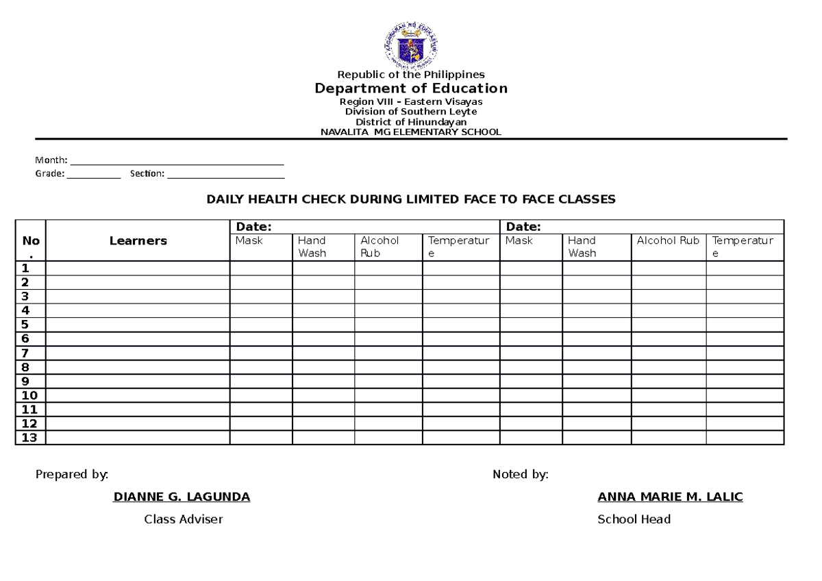 Daily-Health-Check - daily health check - Department of Education ...
