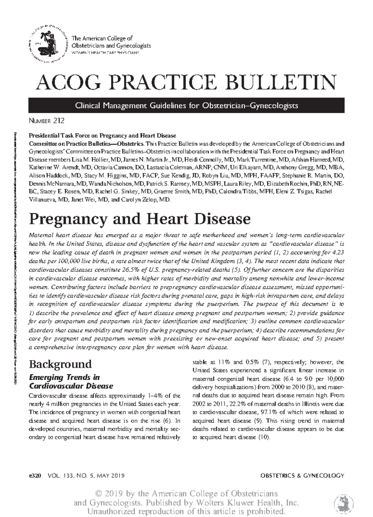 ACOG Practice Bulletin No 212 Pregnancy and - Downloaded from journals ...