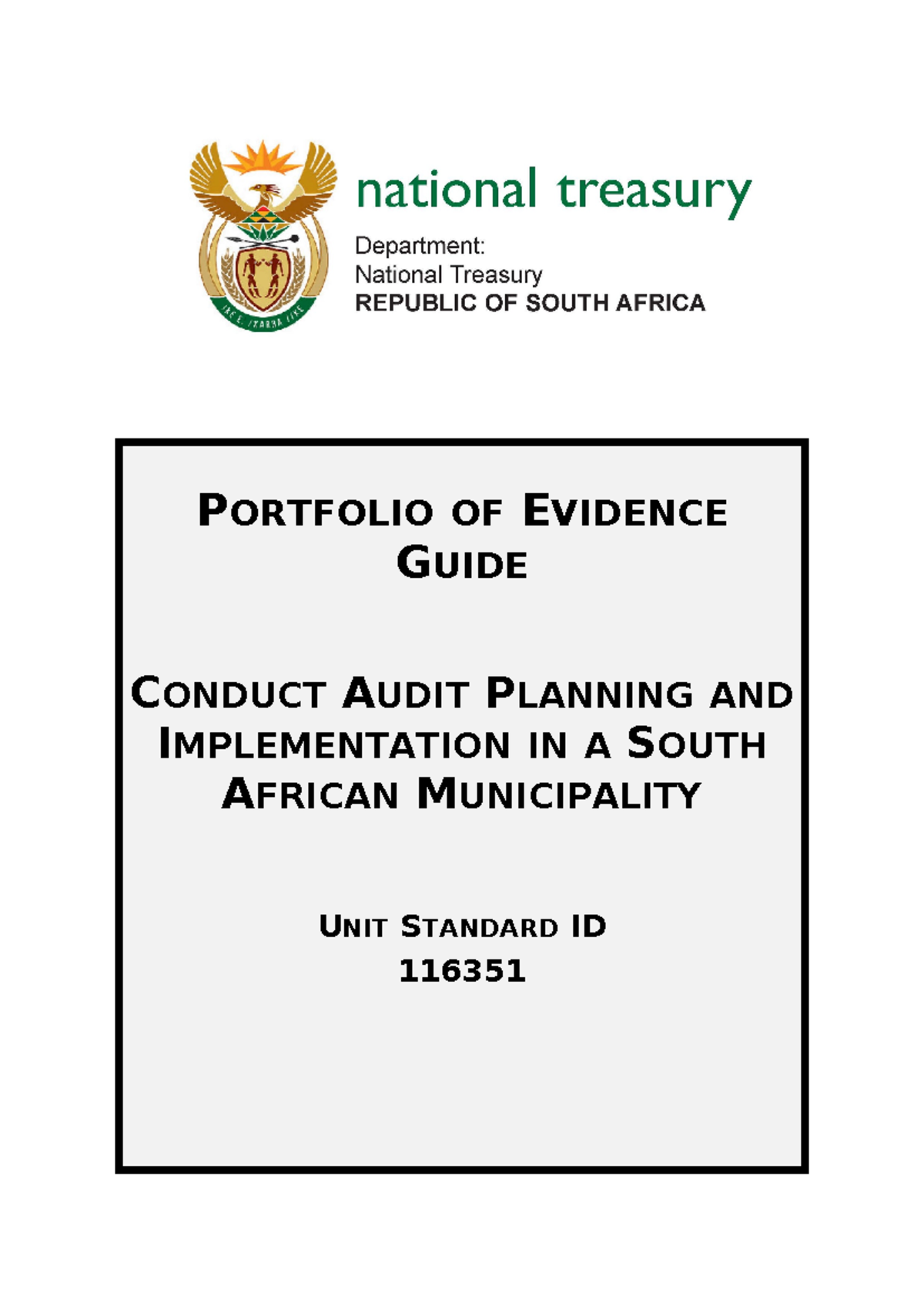 POE Guide 116351 upload - PORTFOLIO OF EVIDENCE GUIDE CONDUCT AUDIT ...