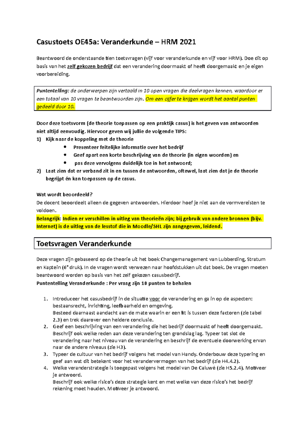 Toets Veranderkunde - HRM 2021-2022 2e kans 13-06-2022 - Casustoets ...