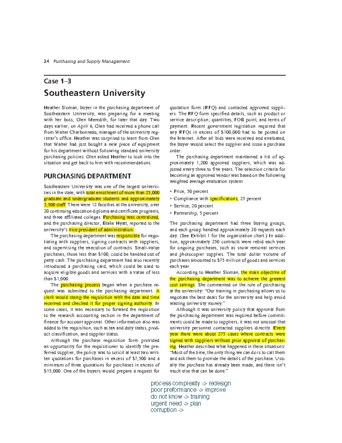 Southeastern University Case study - 24 Purchasing and Supply Management Case 1– Southeastern ...