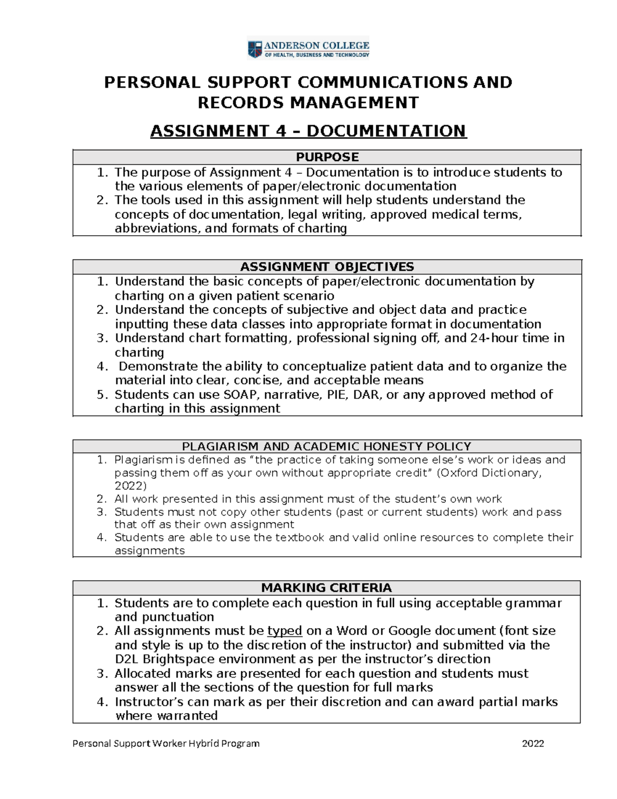 2PSW Comm- Assignment 4 - Documentation - PERSONAL SUPPORT COMMUNICATIONS AND RECORDS MANAGEMENT ...