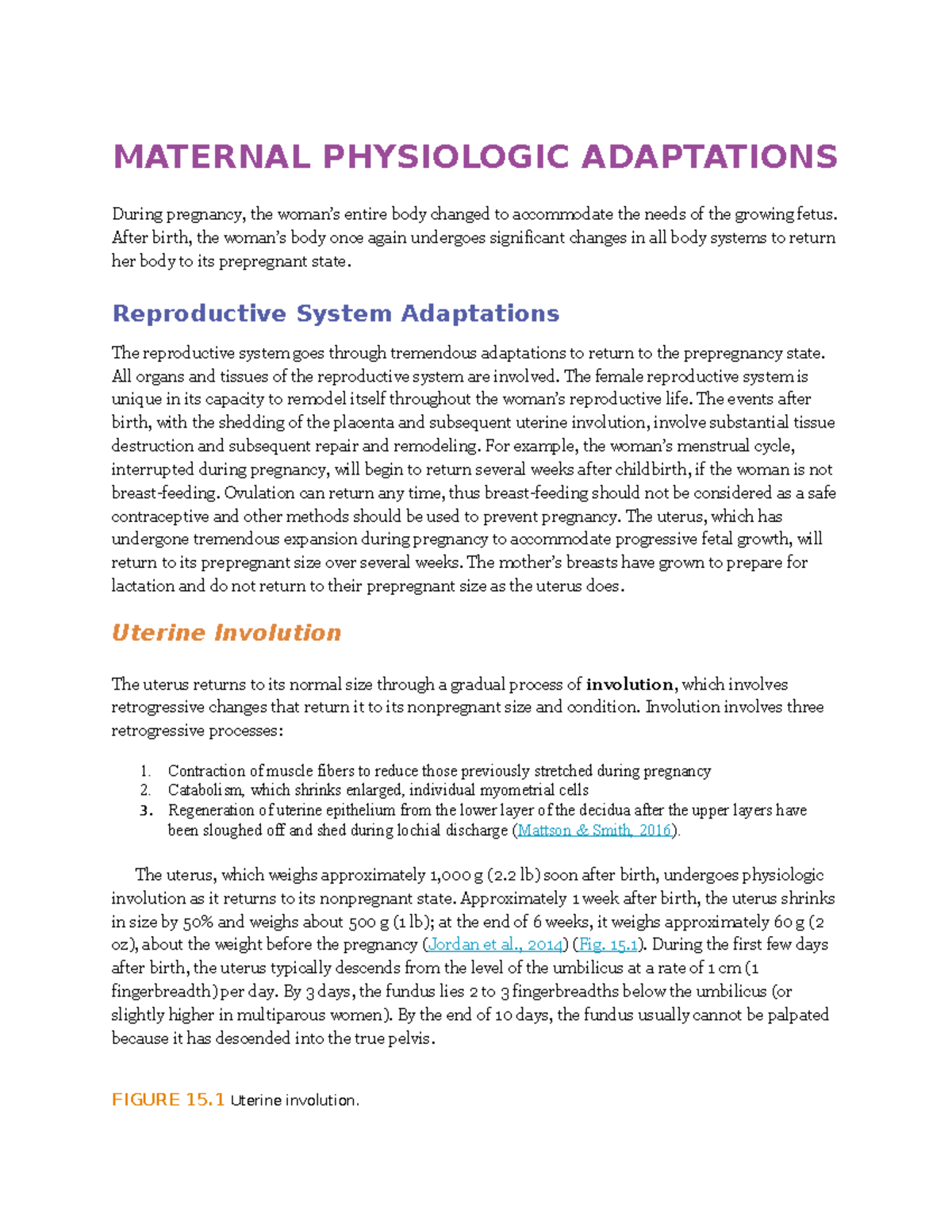 Women s chapter 15 textbook - MATERNAL PHYSIOLOGIC ADAPTATIONS During ...