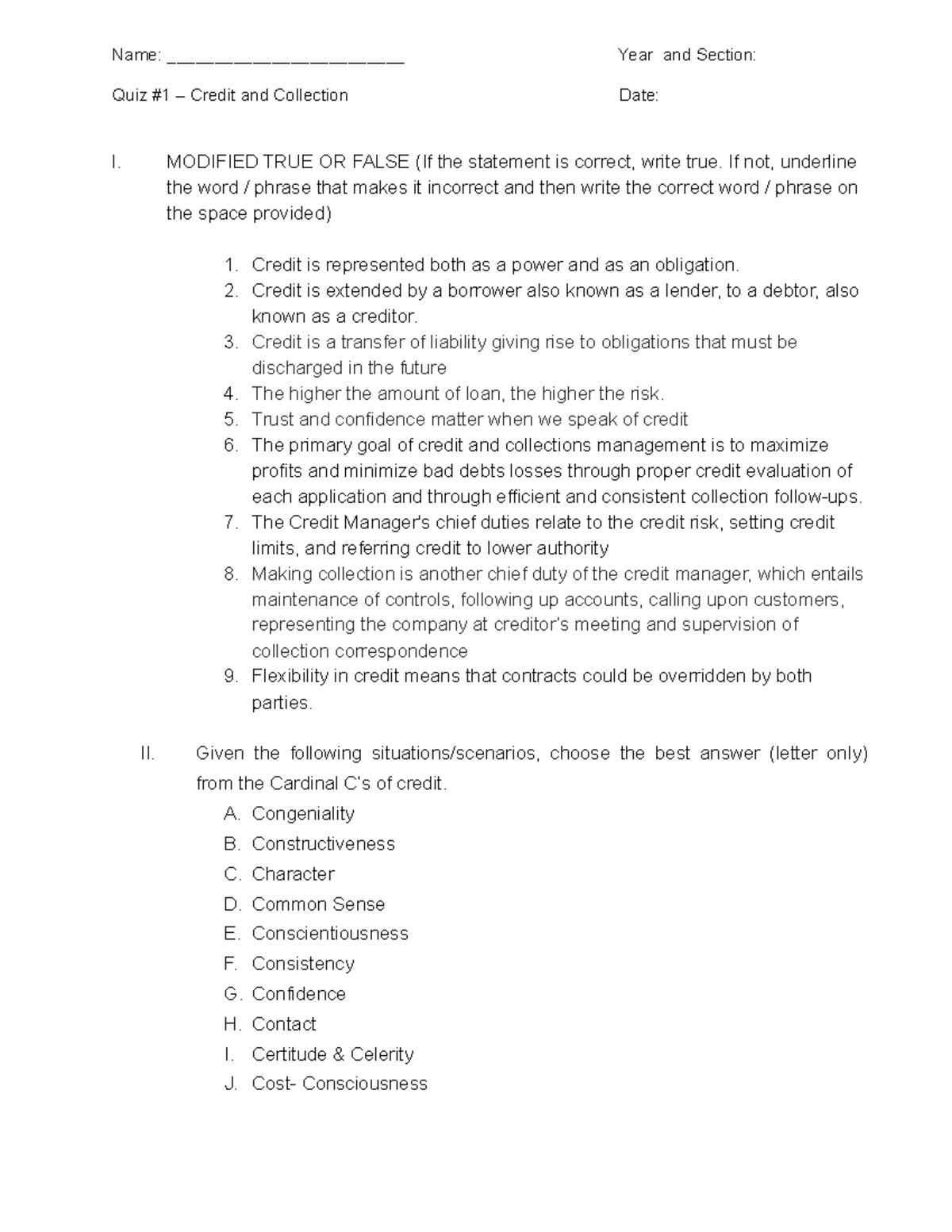 CC Quiz 1 - yes - Name: _________________________ Year and Section ...