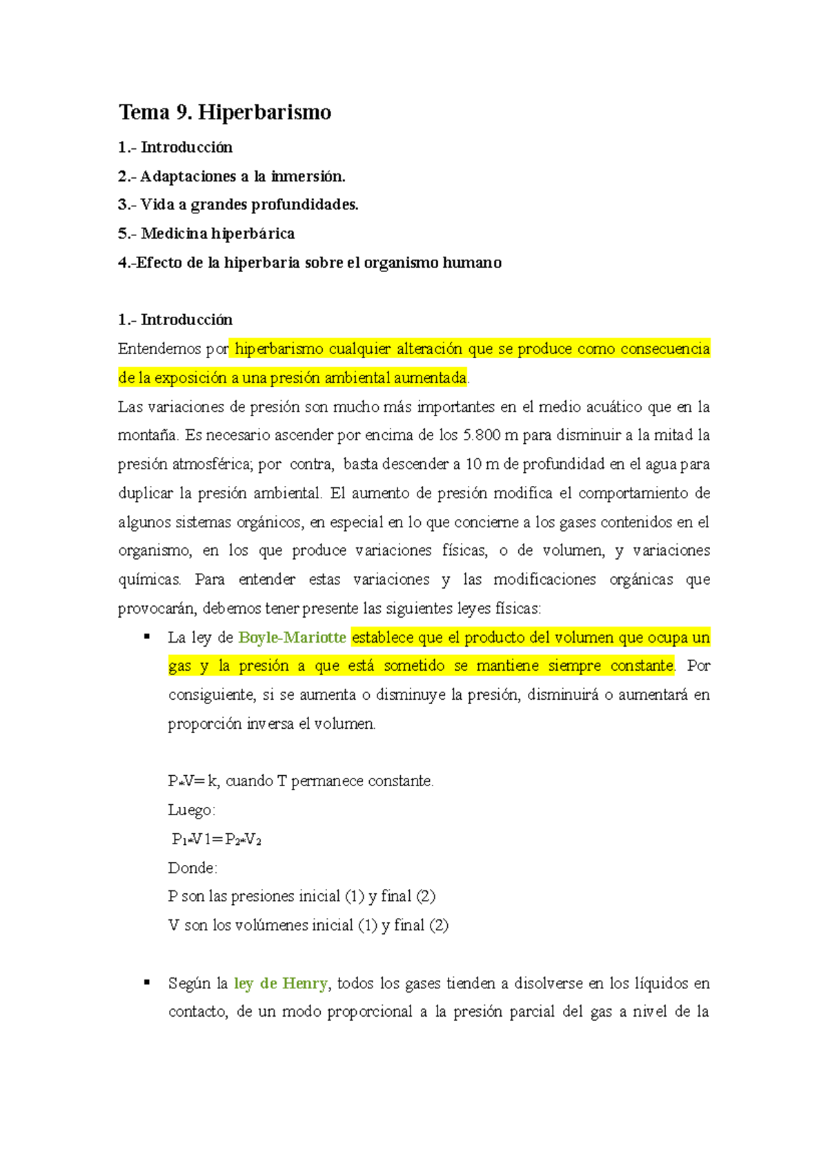Tema 9 2017 - tema 9 - Tema 9. Hiperbarismo 1.- Introducción 2 ...