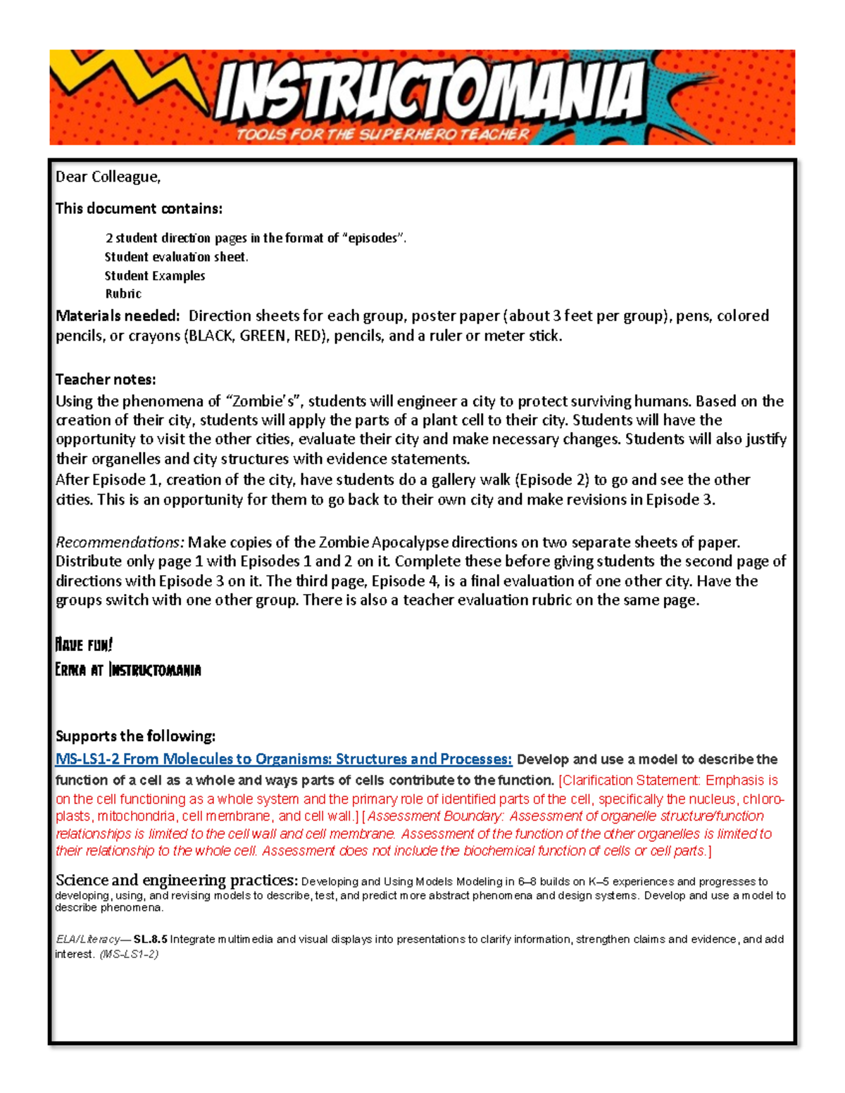 Document - Math answer worksheet - Dear Colleague, This document ...
