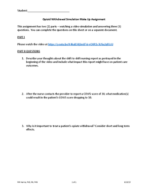 ETOH Withdrawal Case Study Make Up Assignment - Student ...