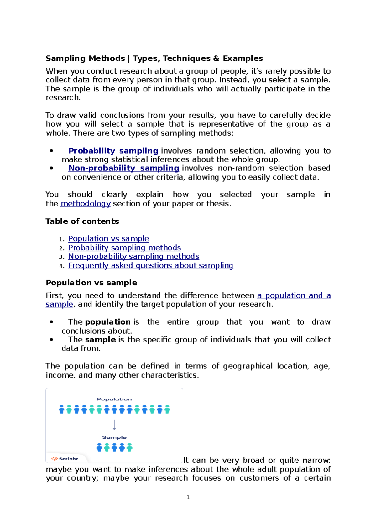 2. Sampling Methods - Instead, you select a sample. The sample is the ...