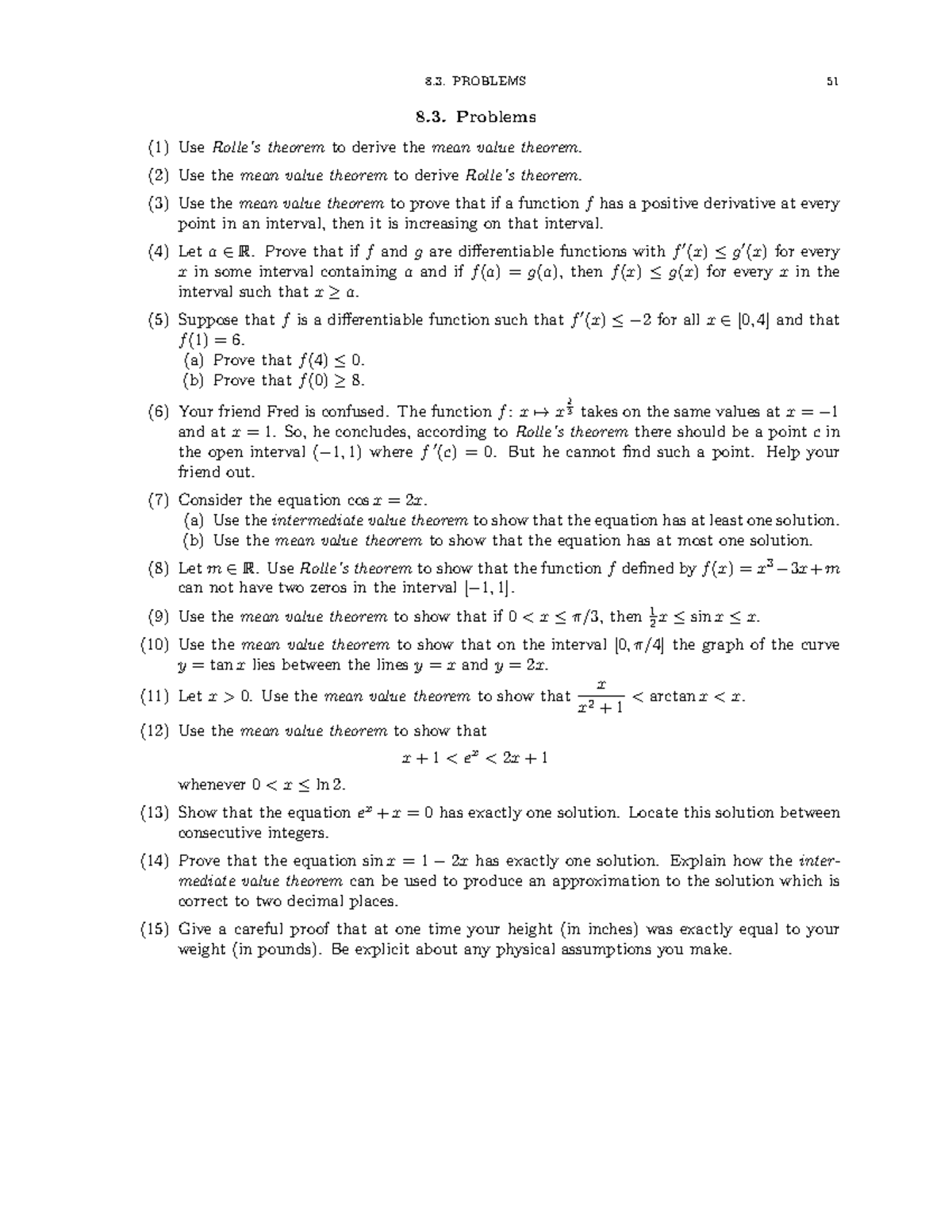 4 Exercises and Problems in Calculus - PROBLEMS 51 Problems (1 ...