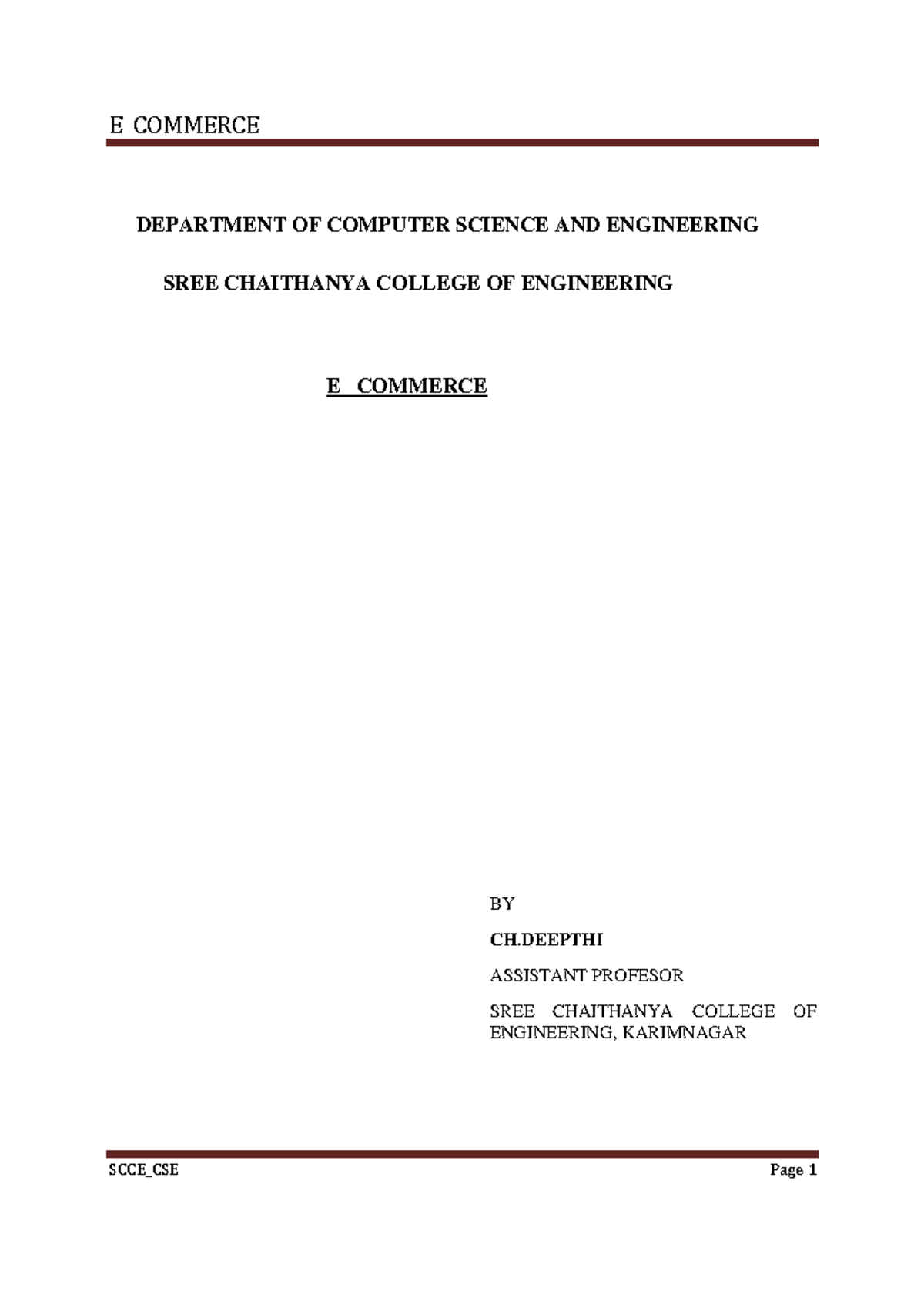 E Commerce 8 Units Notes - DEPARTMENT OF COMPUTER SCIENCE AND ...