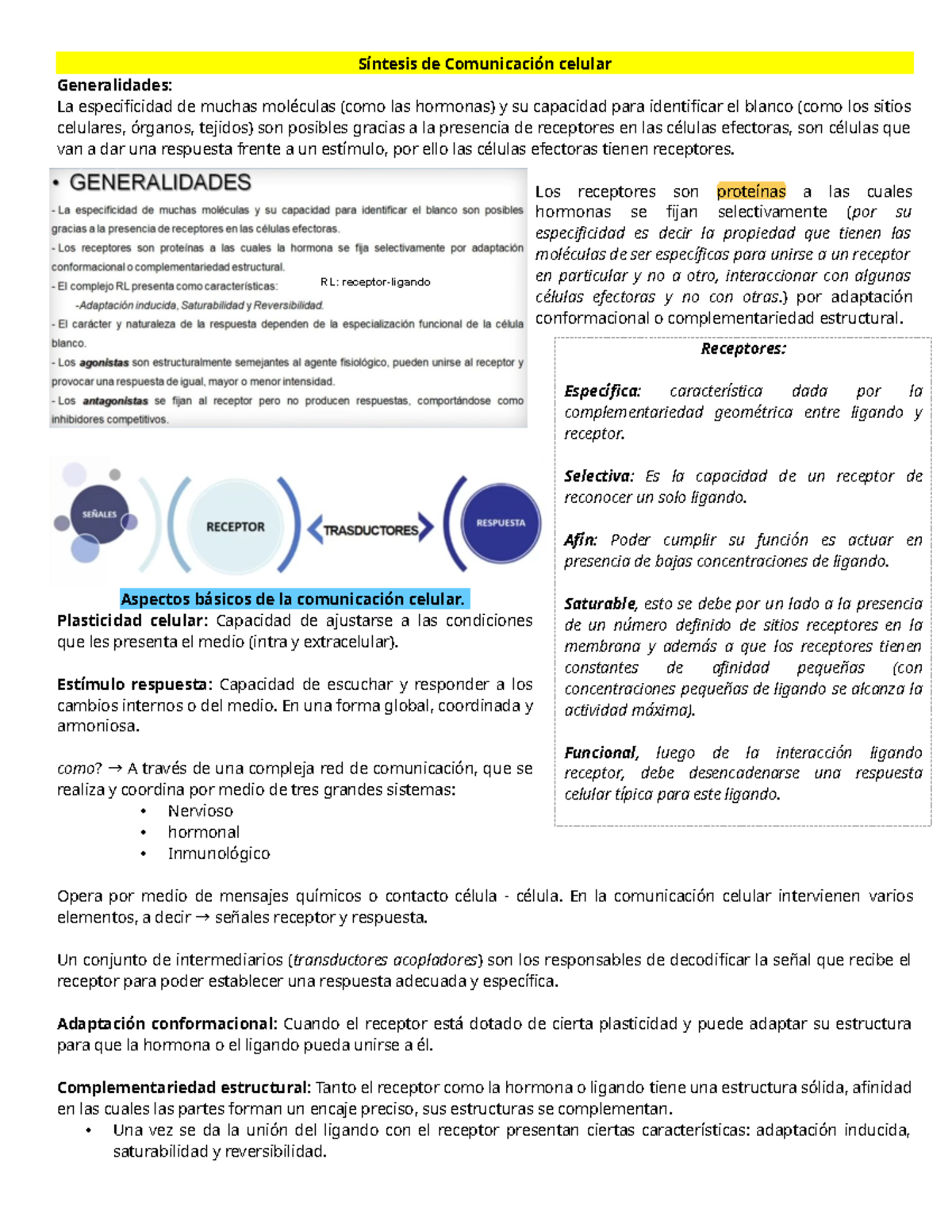 ERA 1 Bioqui - Summary Bioquímica - Síntesis de Comunicación celular ...