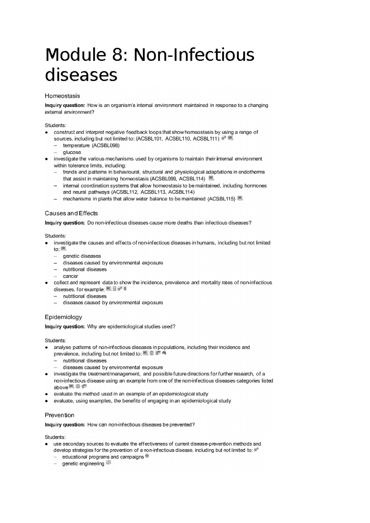 Module 8 summary - Module 8: Non-Infectious diseases Homeostasis ...