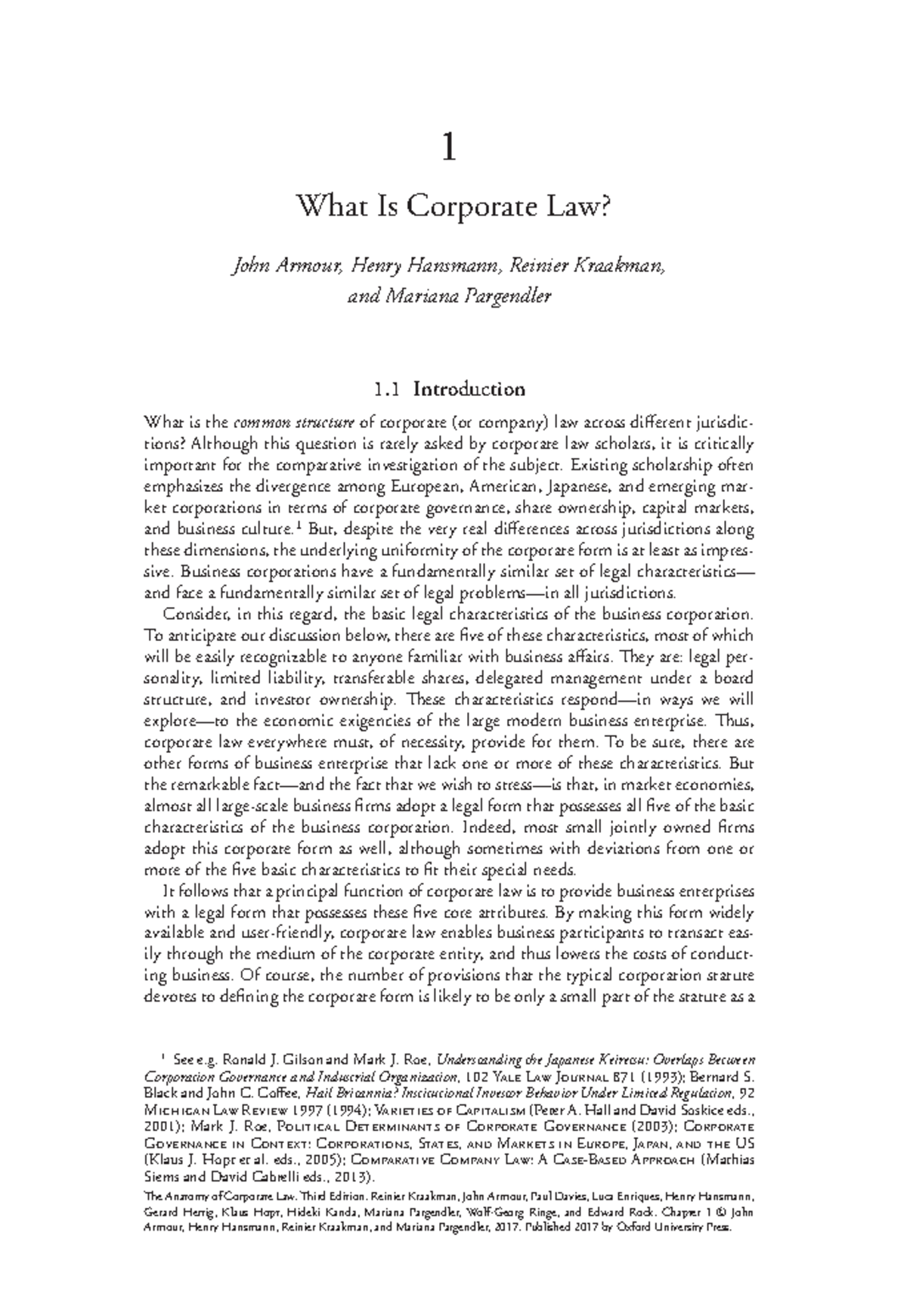 Anatomy of Corporate Law Ch 1 - 1 What Is Corporate Law? John Armour ...