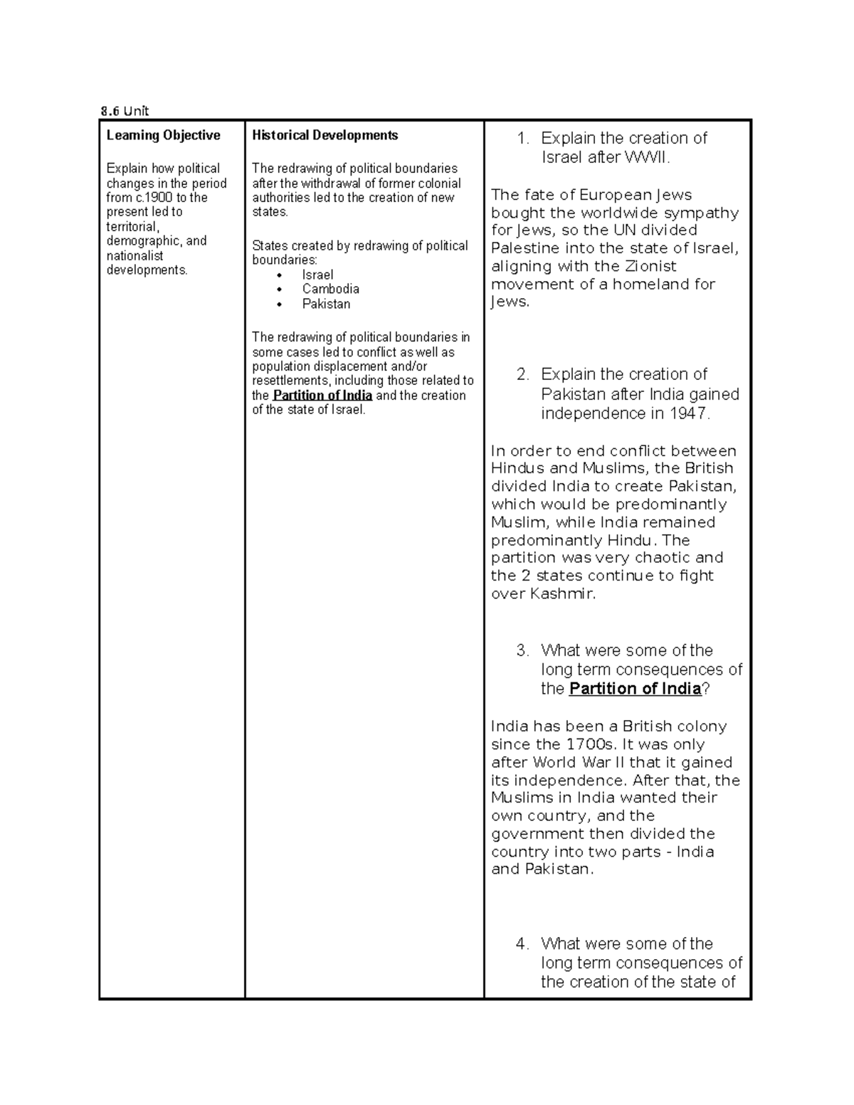 Ap world 8.6 study guide - 8 Unit Learning Objective Explain how ...