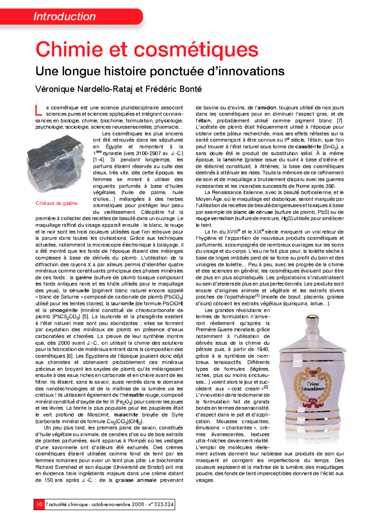 chimie cosmetique - 10 l’actualité chimique - octobre-novembre 2008 - n ...