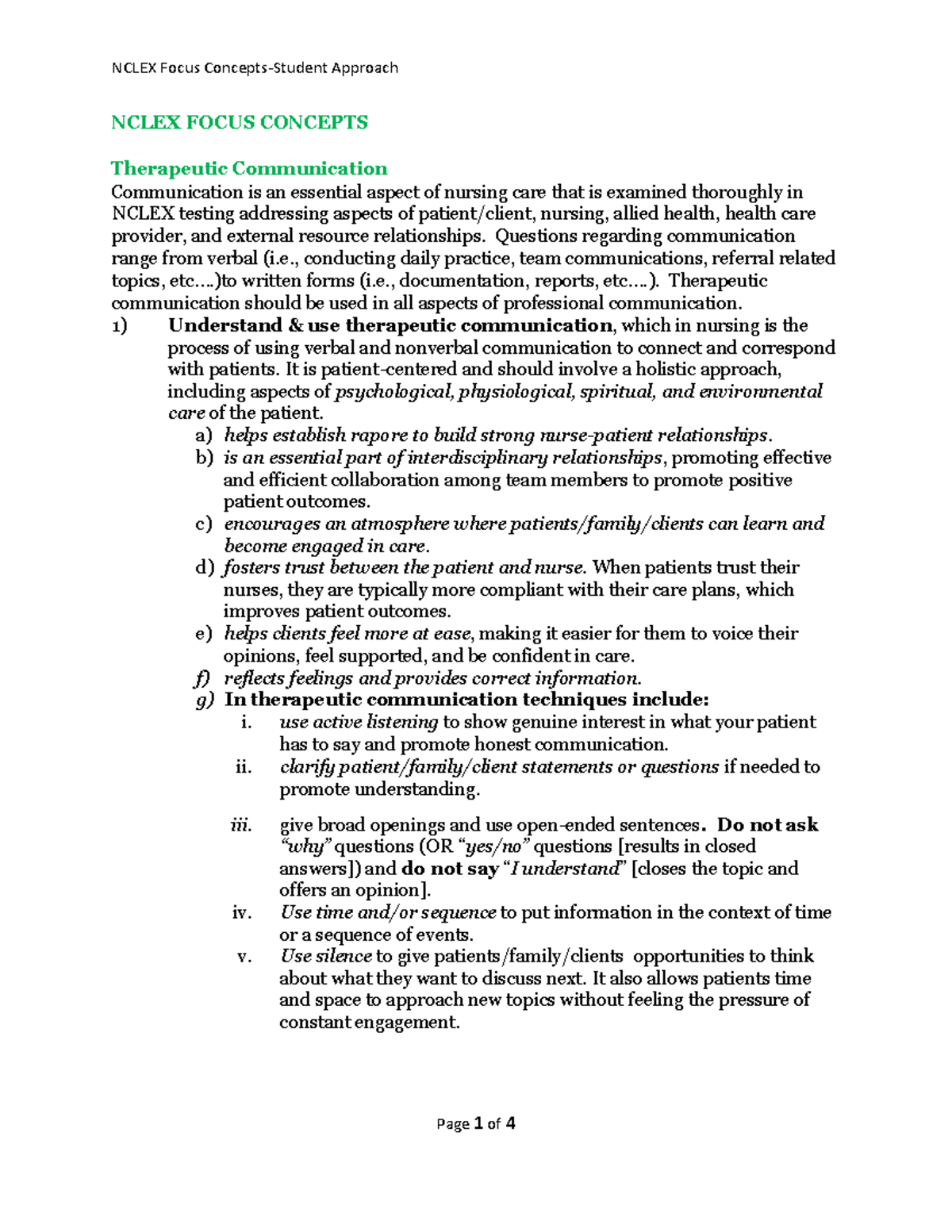 Nclex Focus Concepts-Student Approach - NCLEX FOCUS CONCEPTS ...