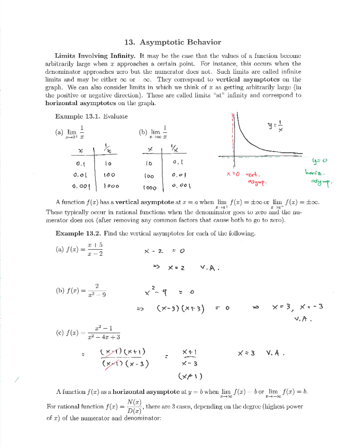 Section 13 - Asymptotic Behavior - MAT 143 - Studocu