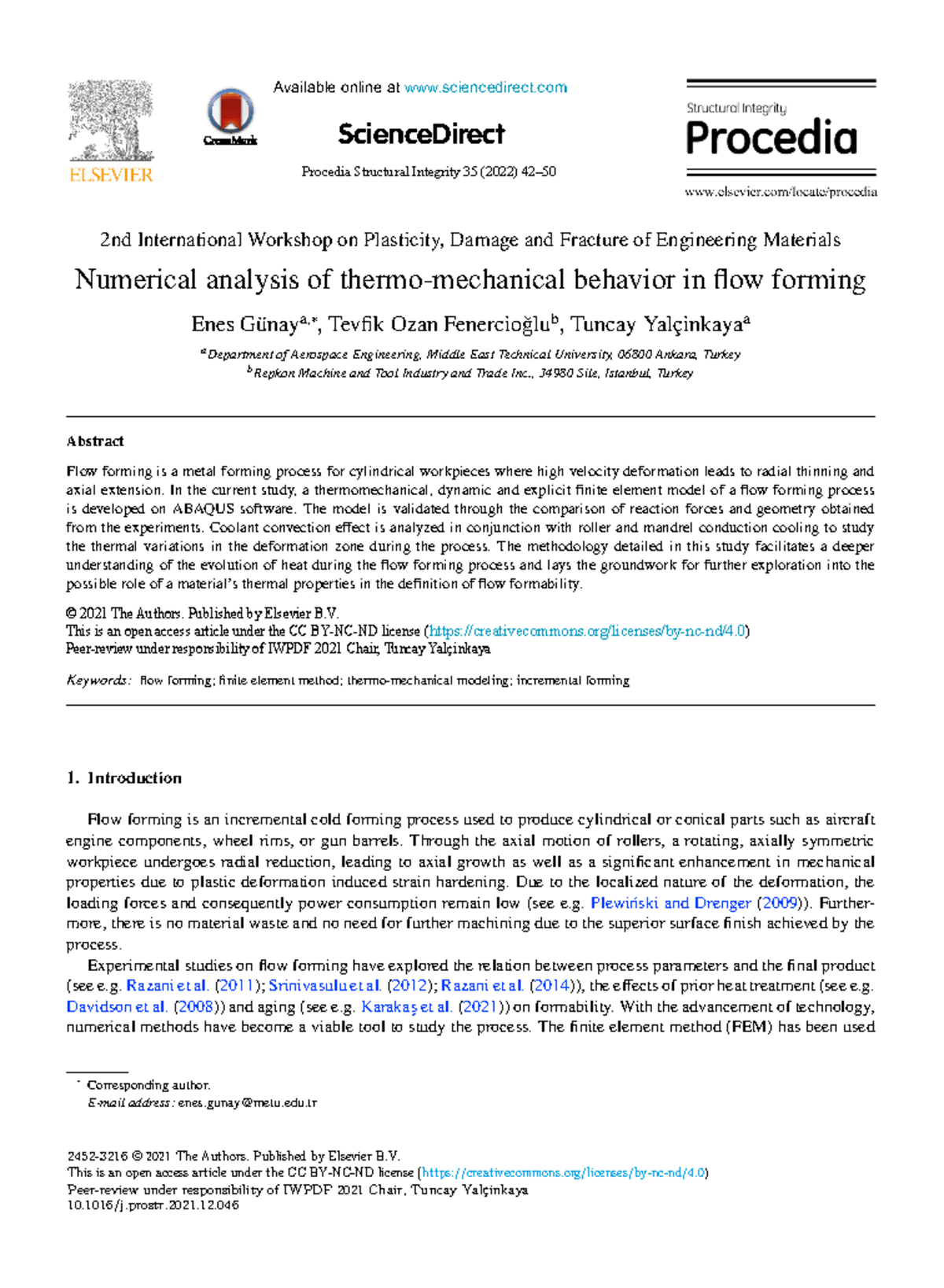1-s2 - nkh - ScienceDirect Available online at sciencedirect Procedia Structural Integrity 35 ...
