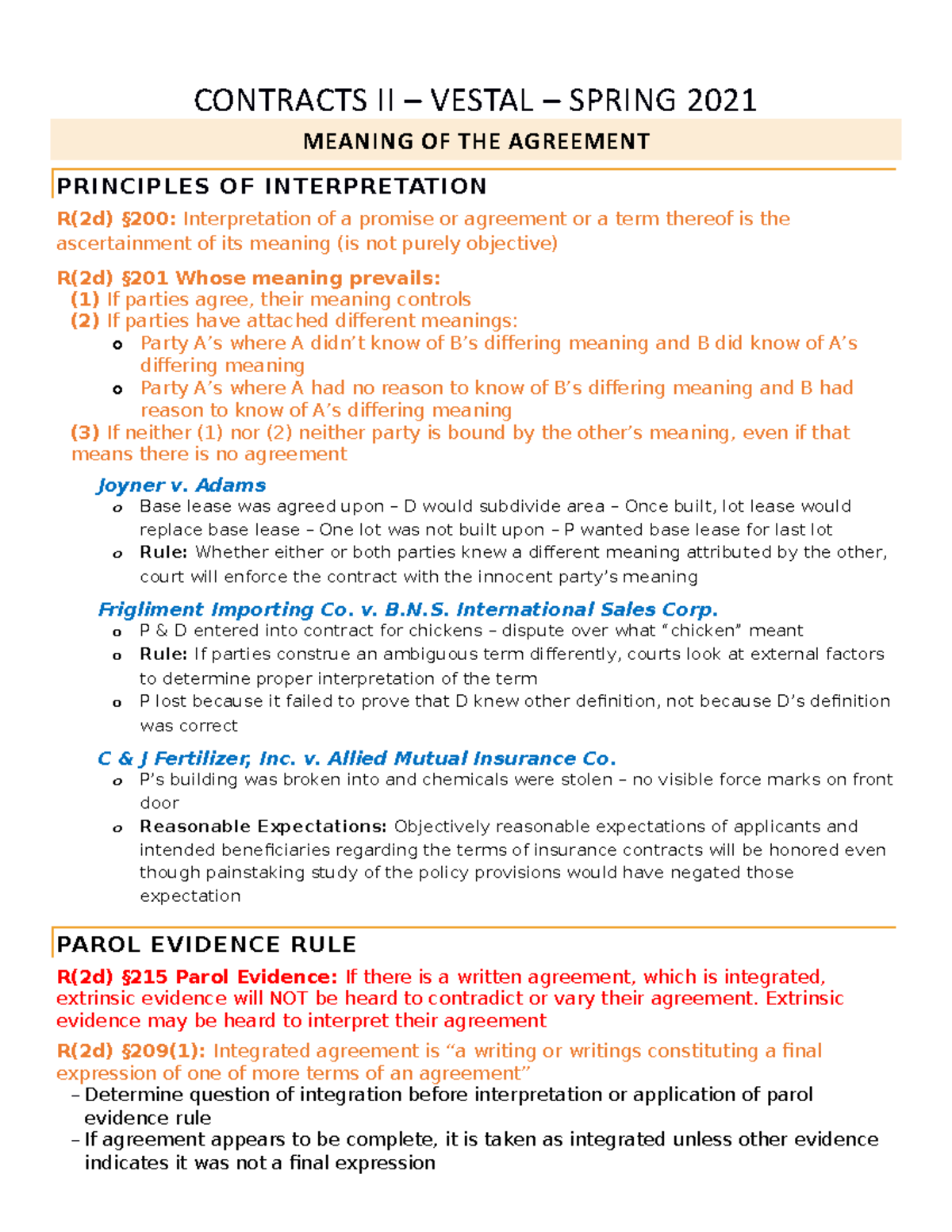 Vestal Contracts II Spring 2021 - CONTRACTS II – VESTAL – SPRING 2021 ...