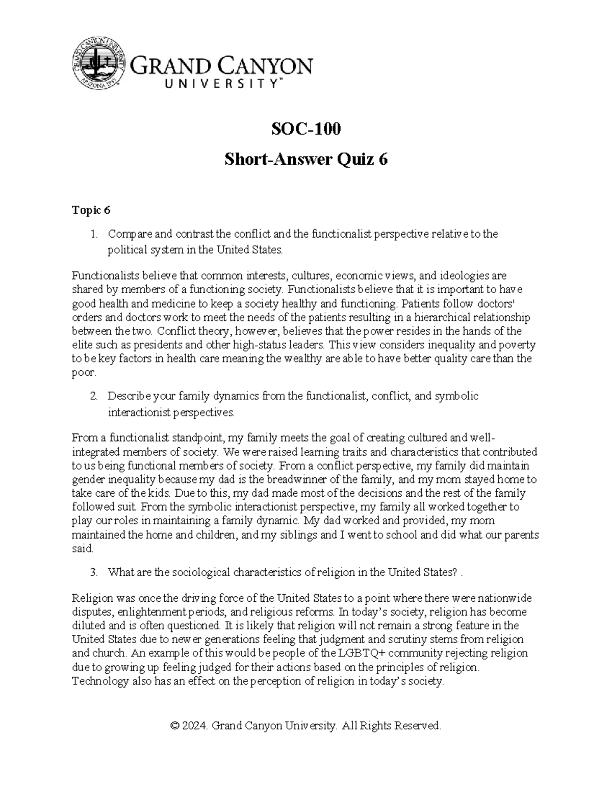 SOC-100.Short-Answer Quiz 6 1-8-18 - SOC- Short-Answer Quiz 6 Topic 6 1 ...